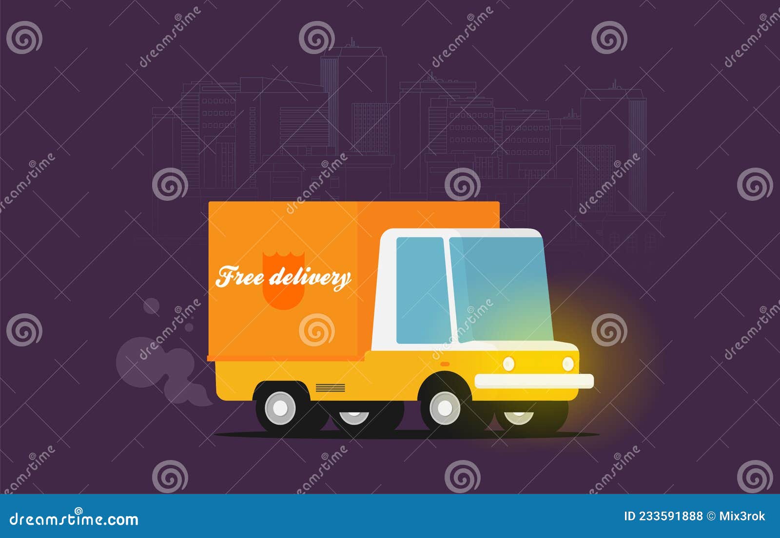 Vector Free Shipping Car. Flat Vector Stock Vector - Illustration of ...