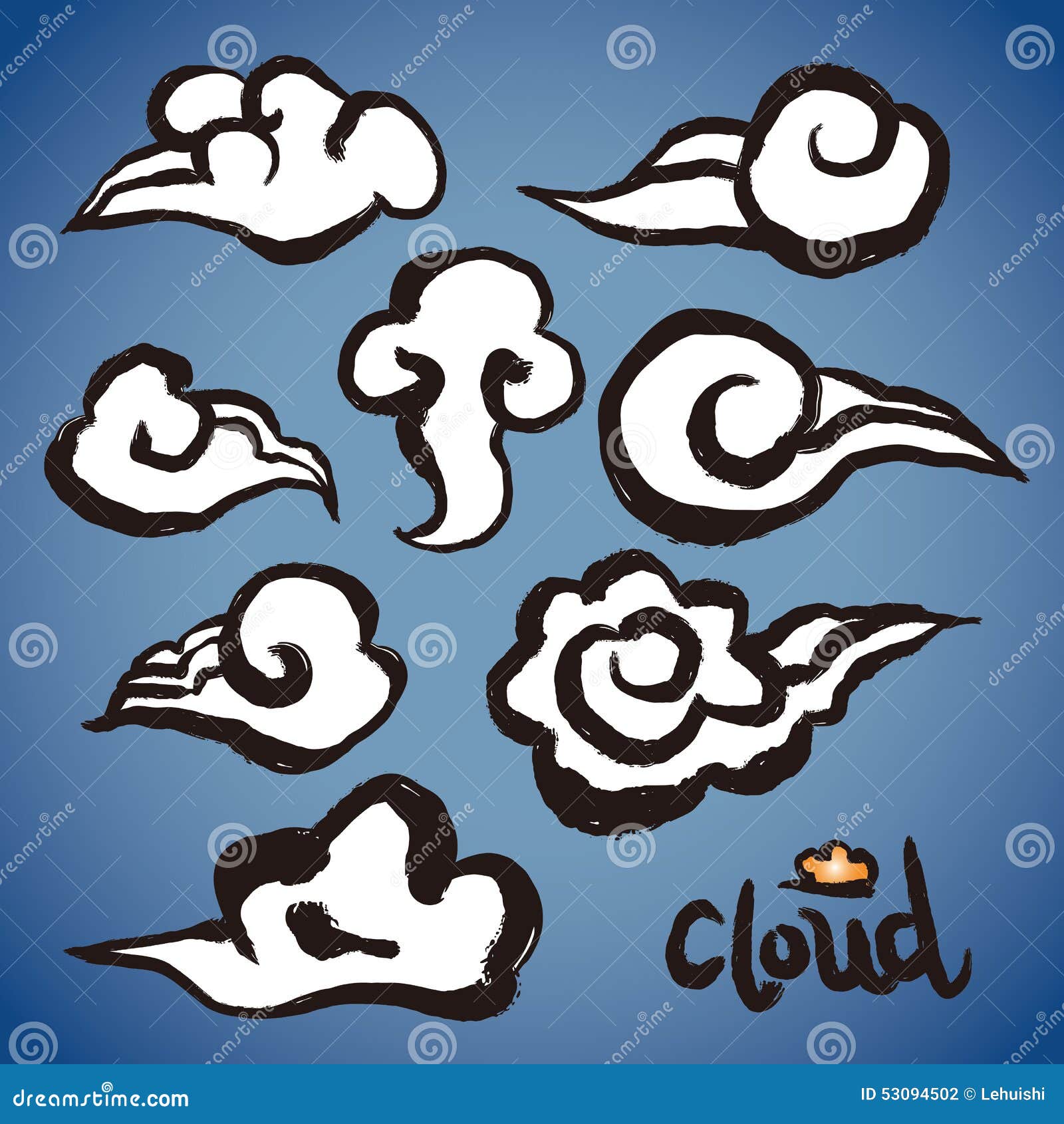 Vector: Freehand Brush Clouds Shapes Collection Stock Illustration ...