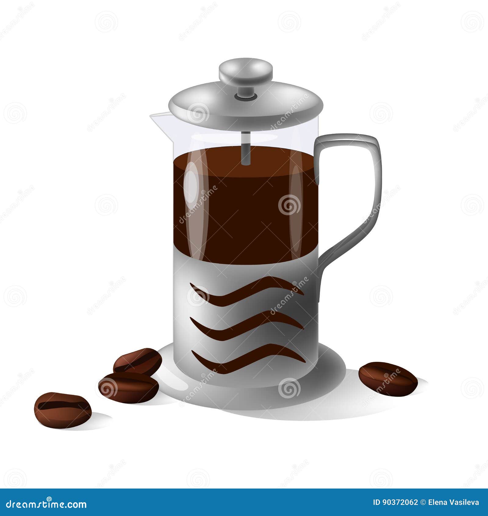 Vector French Press on the White Background and Coffee Beans Stock ...