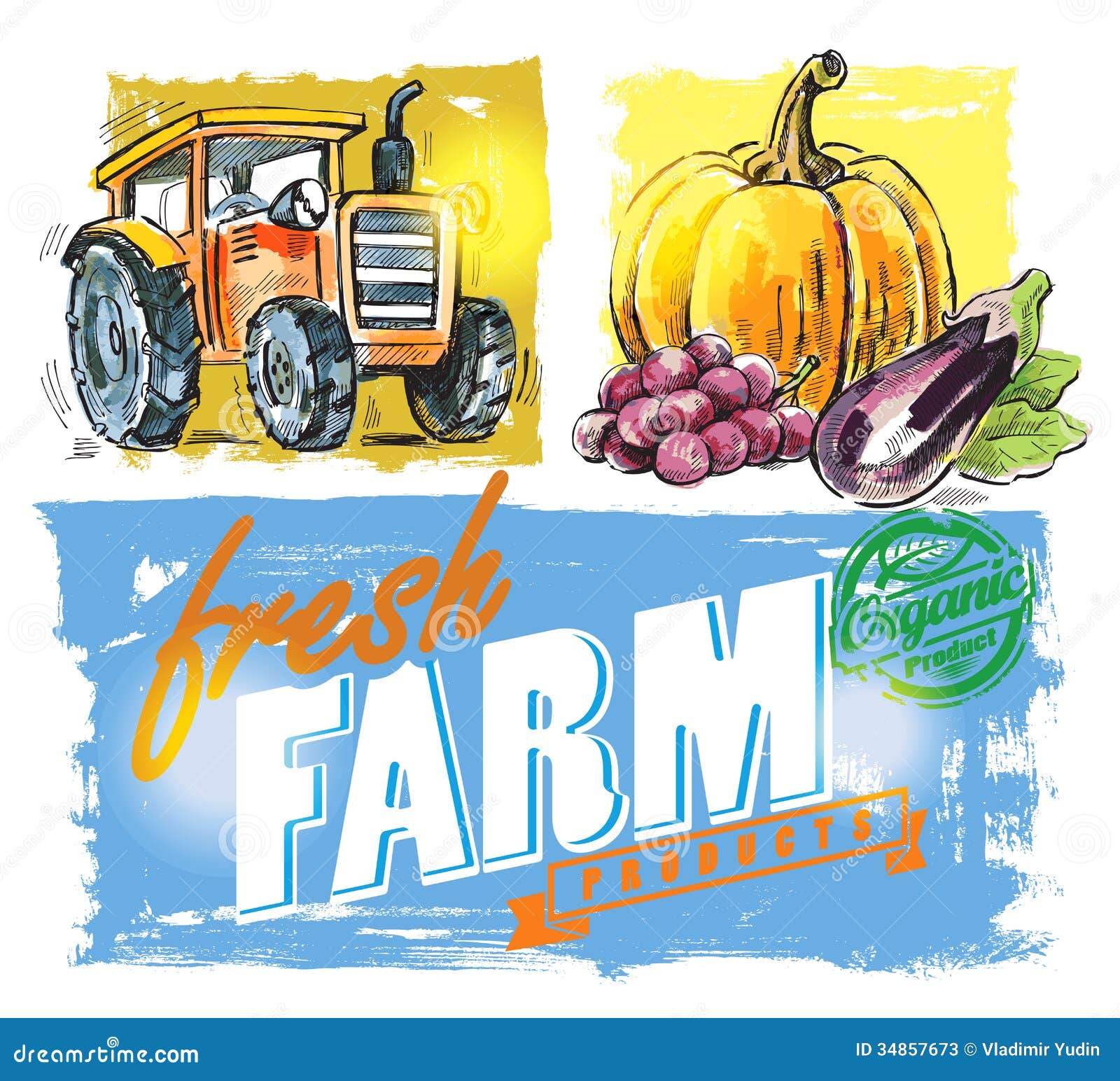 Fresh Farm Logos Set. Vector Labels For Business With Products From ...