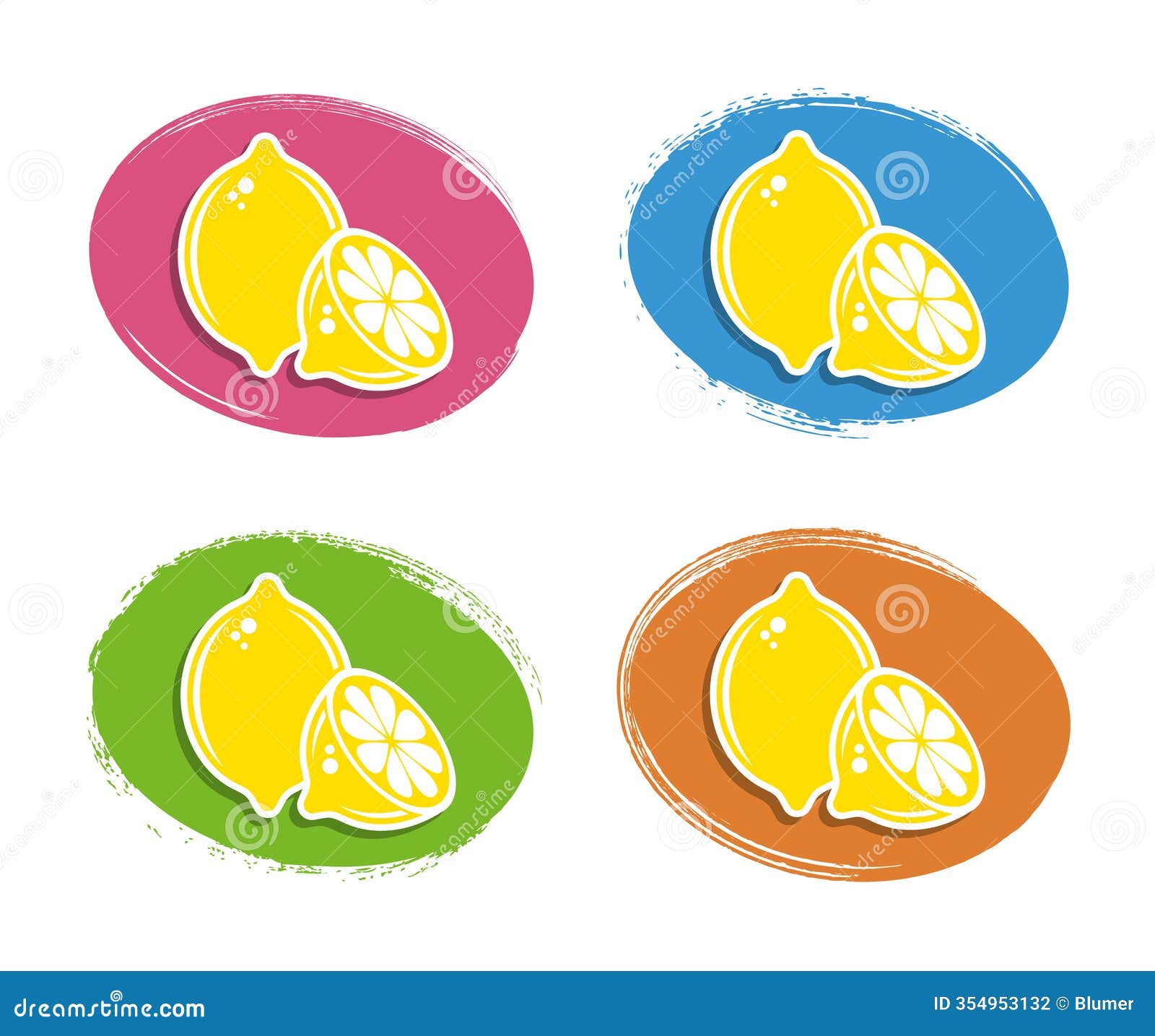 Vector Fresh Fruit Labels with Lemon Illustration Stock Illustration ...