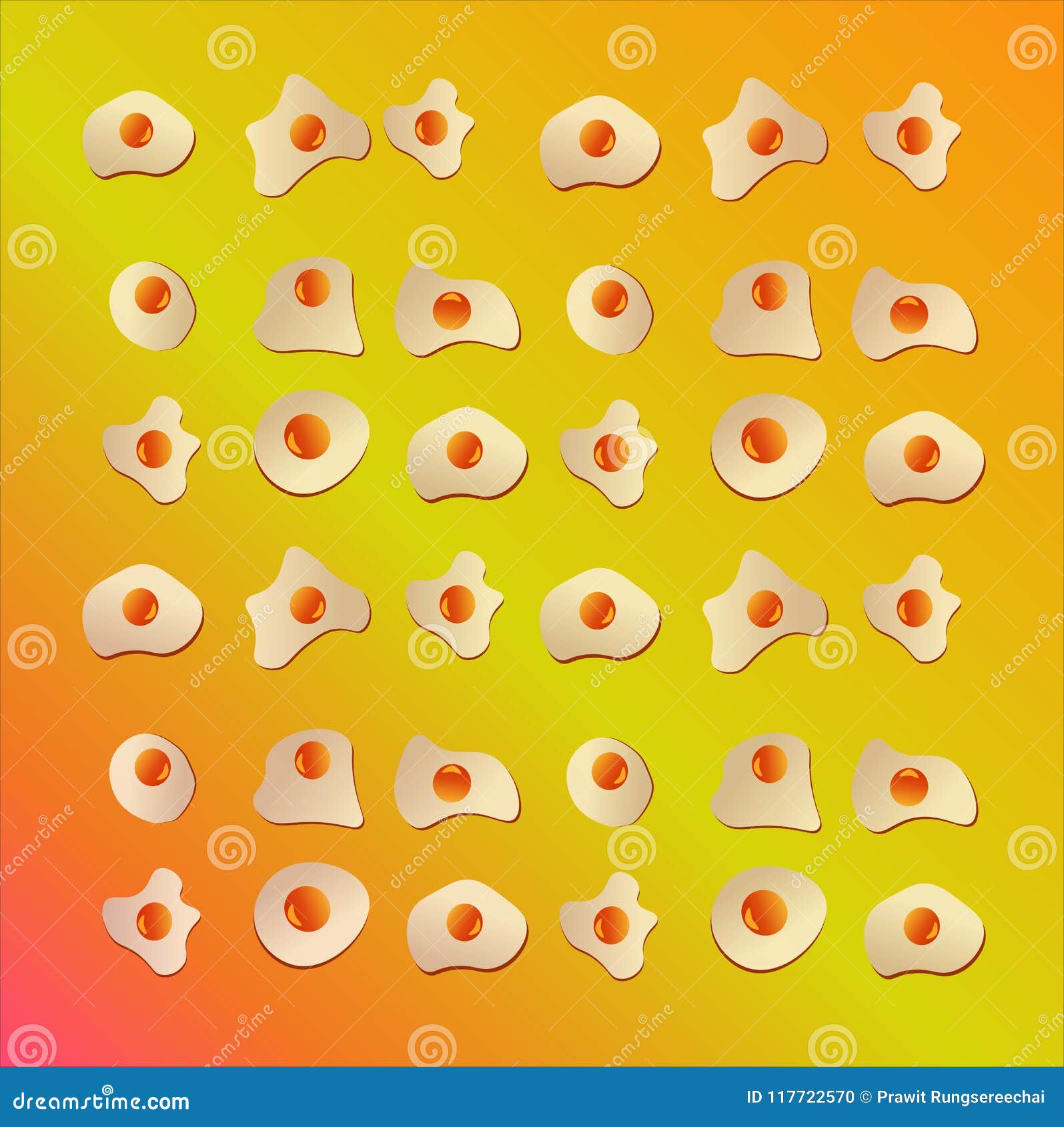 Vector, Fried Pattern, Cooking Concept, Colorful Background Stock ...