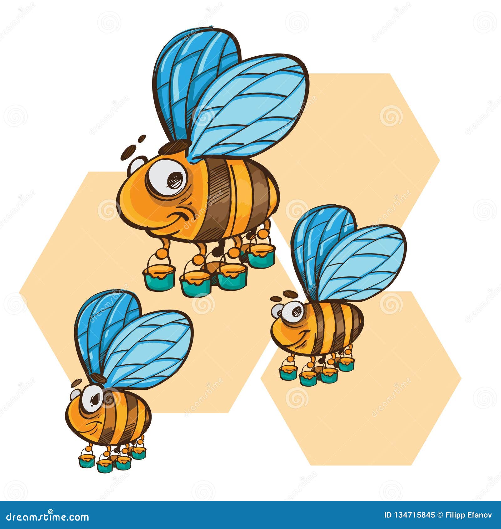 Vector Friendly Cute Bee Flying and Smiling Stock Illustration ...