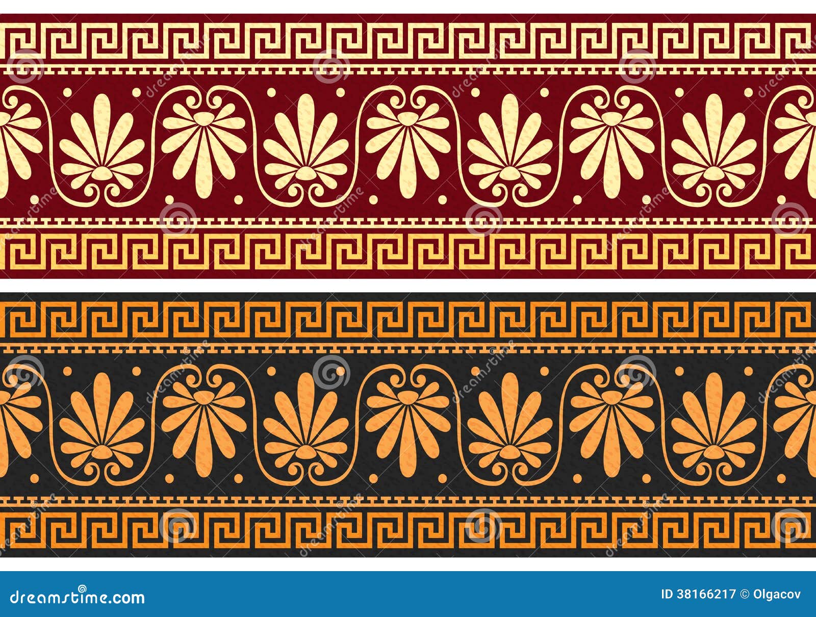Vector Set Frieze With Vintage Golden Greek Ornament Meander Pattern ...