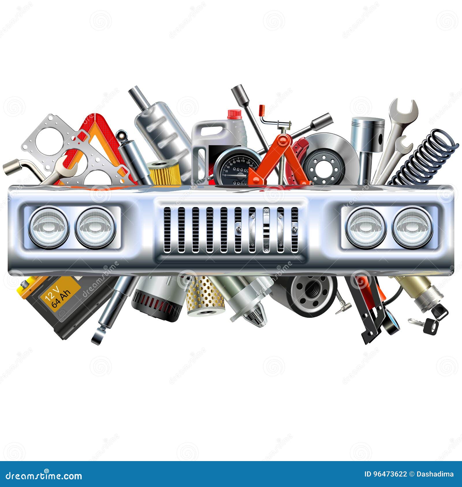 Vector Front Car Part with Spares Stock Vector - Illustration of ...