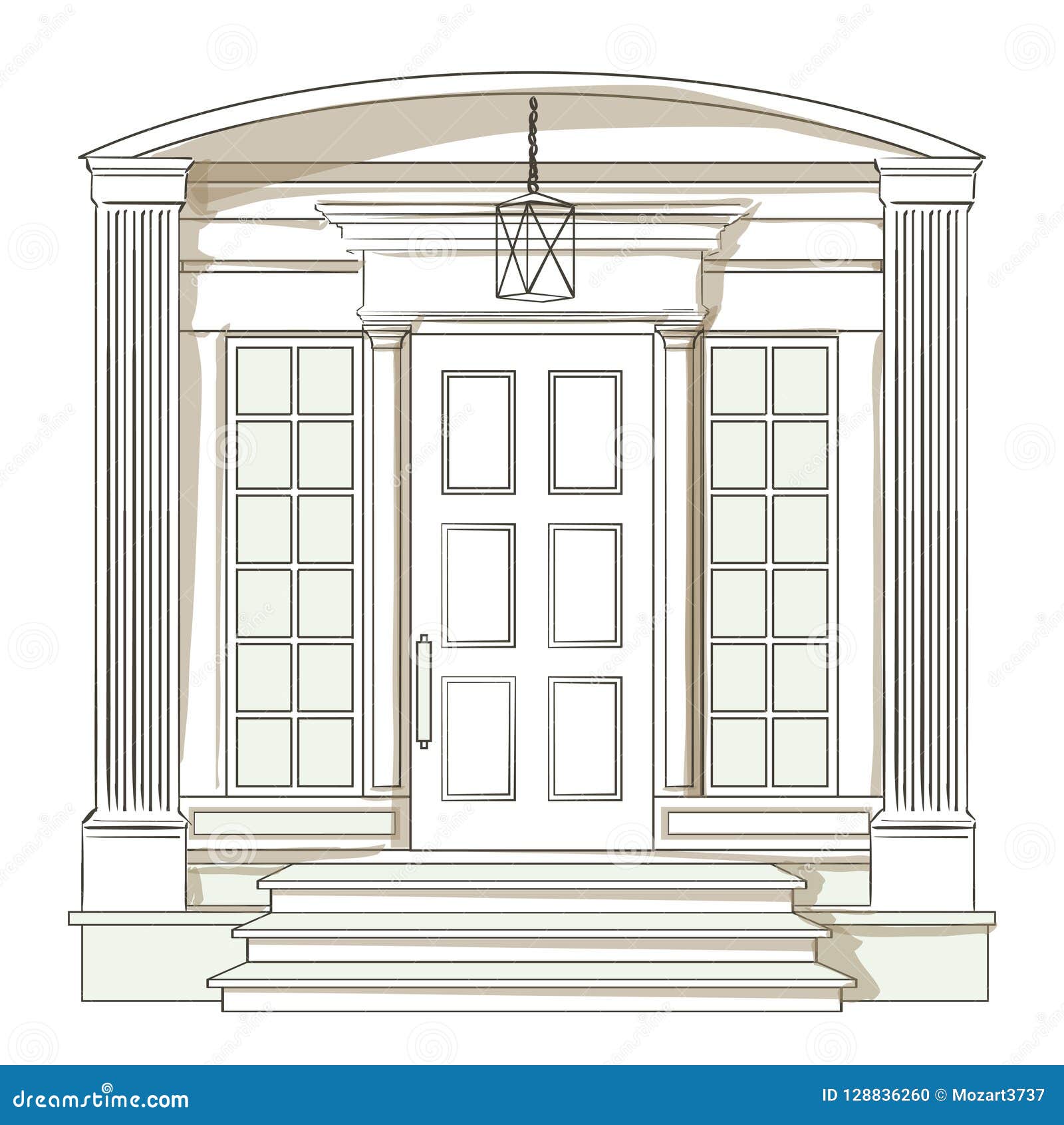 Vector Front Door from Traditional Luxury House. Stock Vector ...