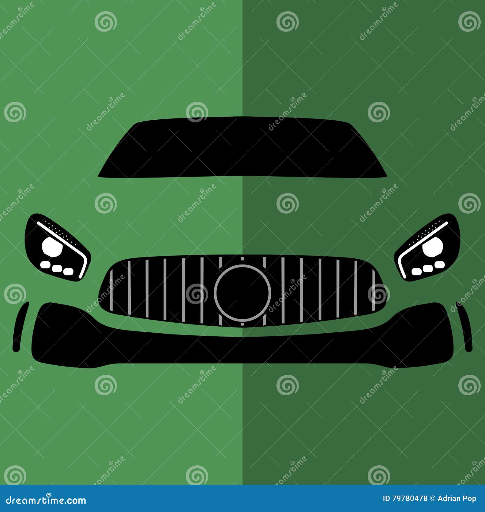 Vector Front View Green Car Stock Vector - Illustration of lines ...