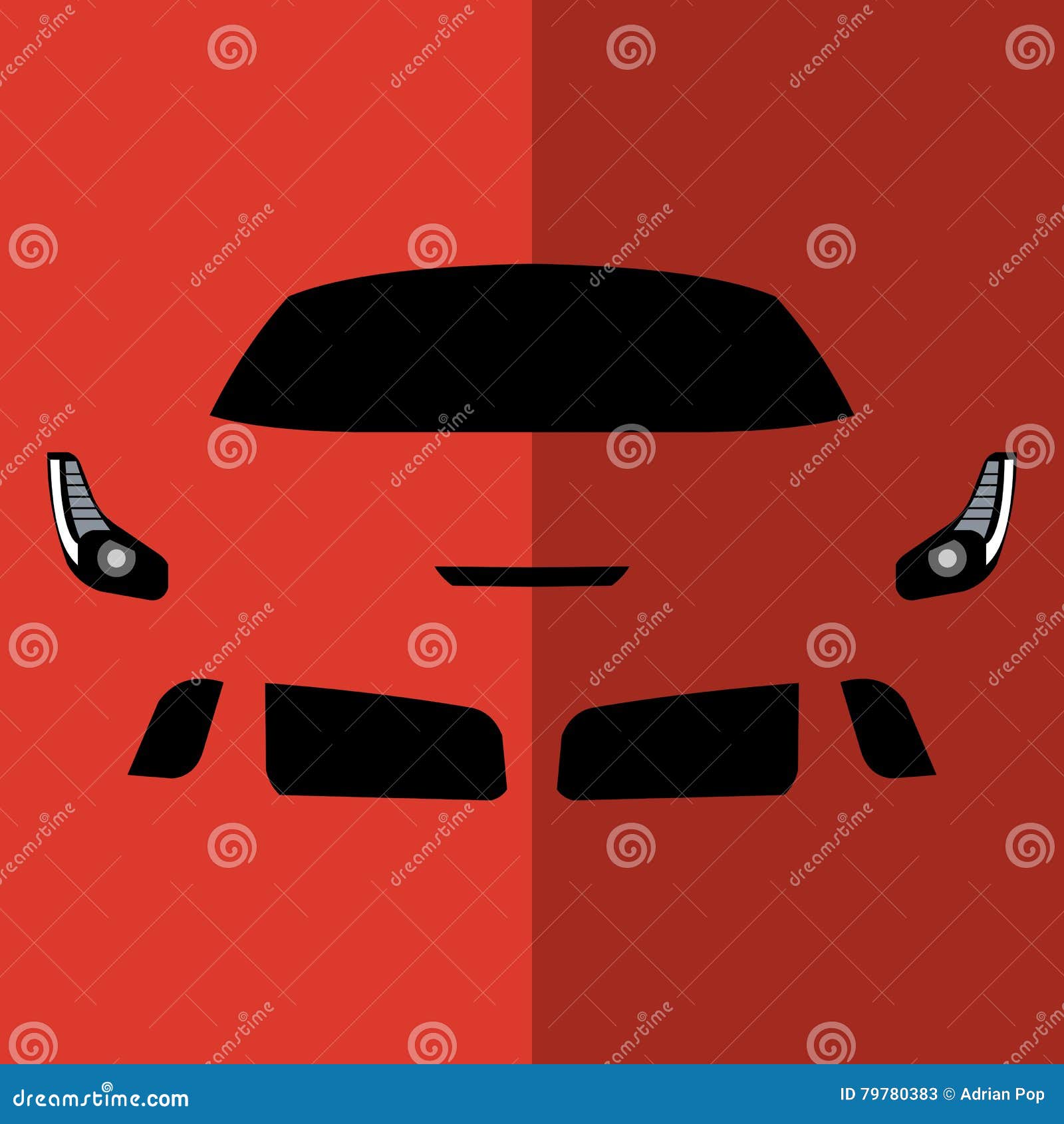 Vector front view red car stock vector. Illustration of front - 79780383