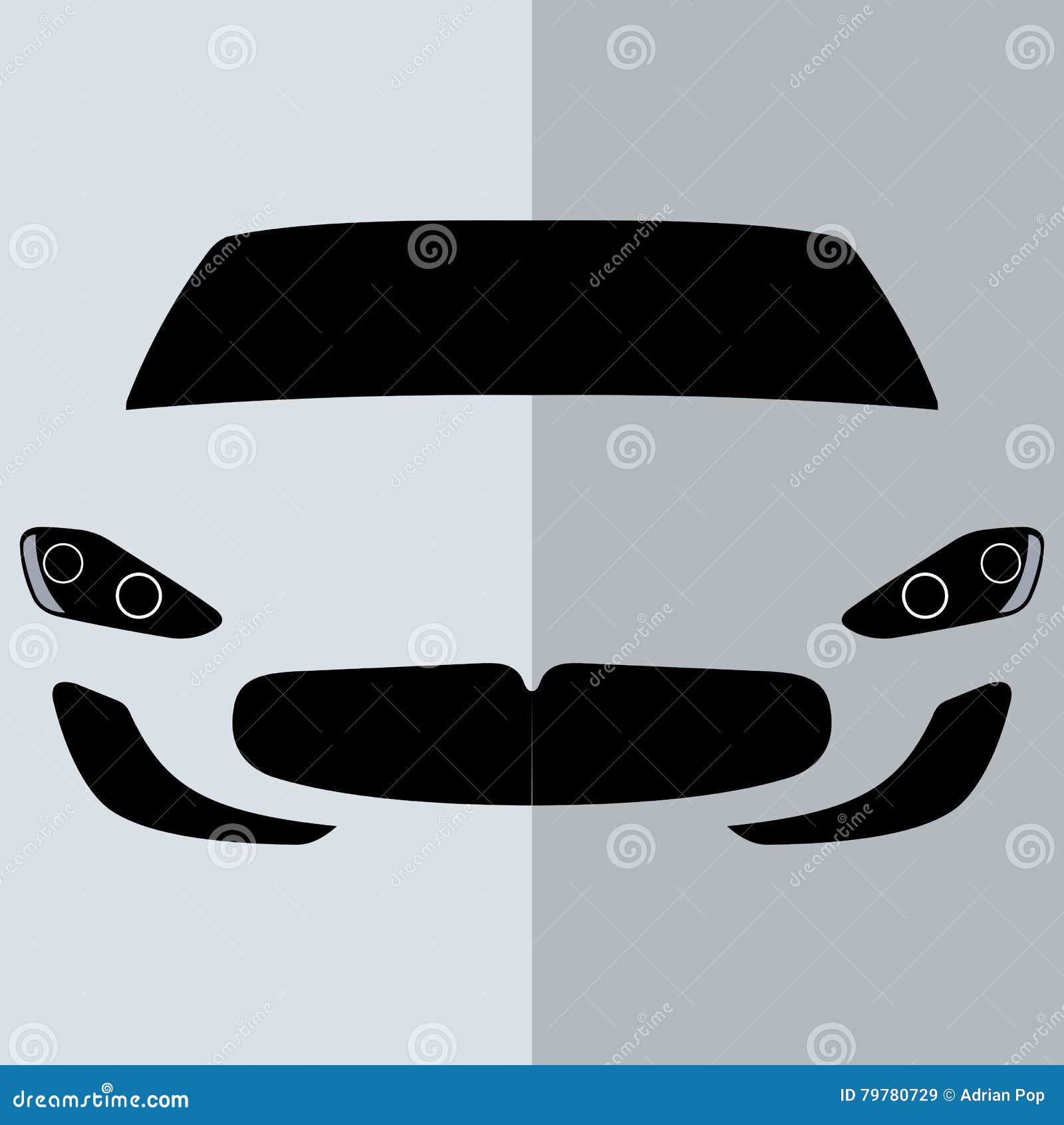 Vector Front View White Car Stock Vector - Illustration of simple ...