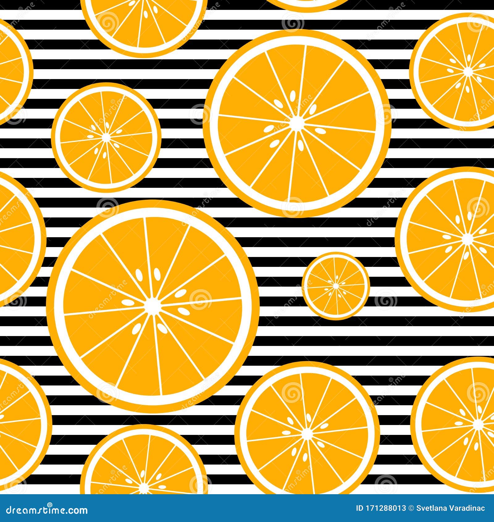 Vector Seamless Background with Stripes and Oranges Slices. Stock ...