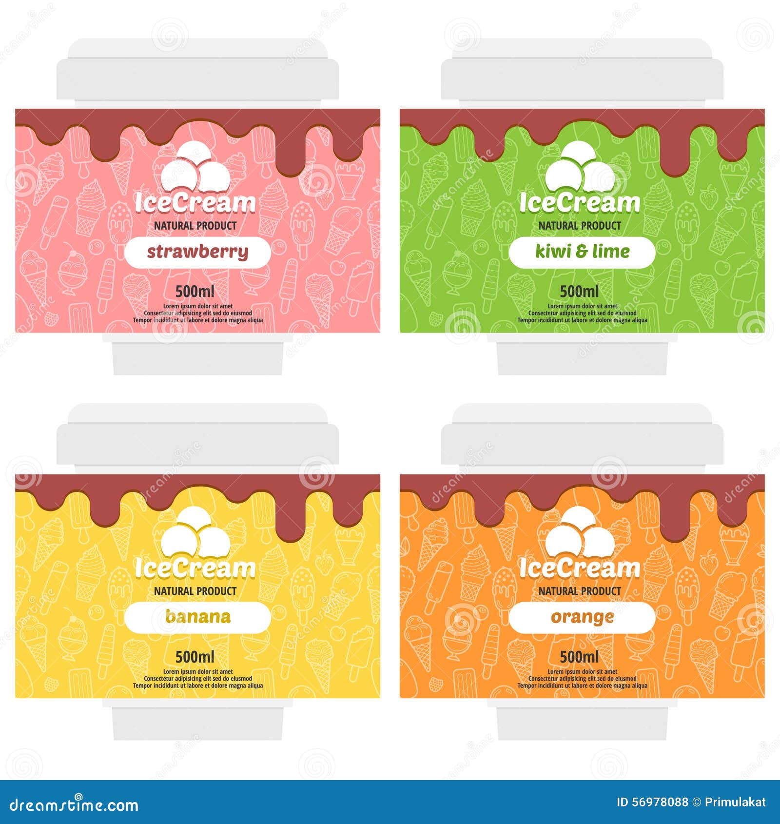 Vector Fruit Ice Cream Package Design Stock Vector - Illustration of ...