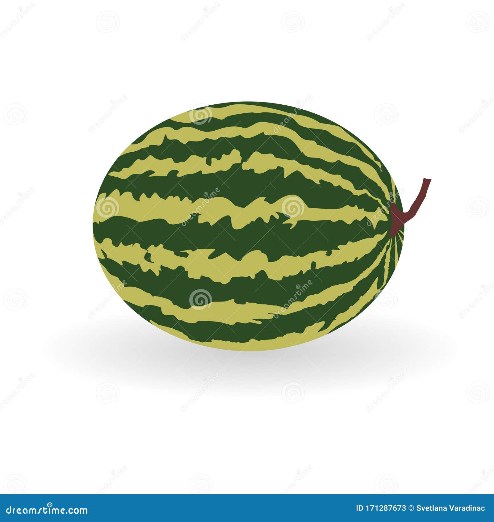 Watermelon Icon with Shadow on White Background. Stock Vector ...