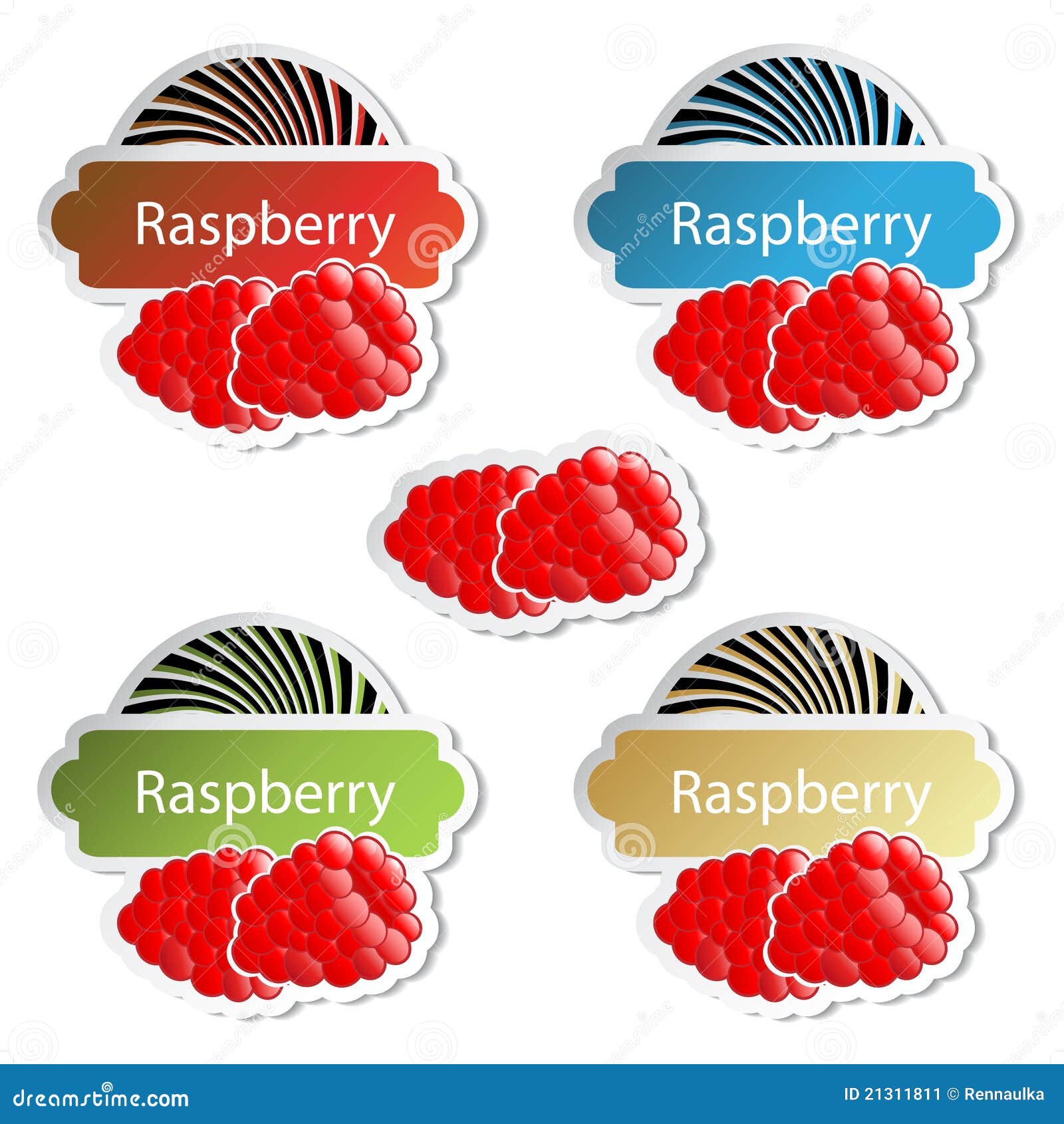 Vector Fruit Stickers - Raspberry Stock Vector - Illustration of banner ...