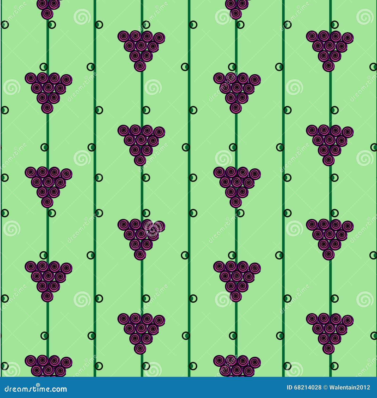 Vector Fruits Seamless Pattern. Bright Background with Grape and Leaves ...