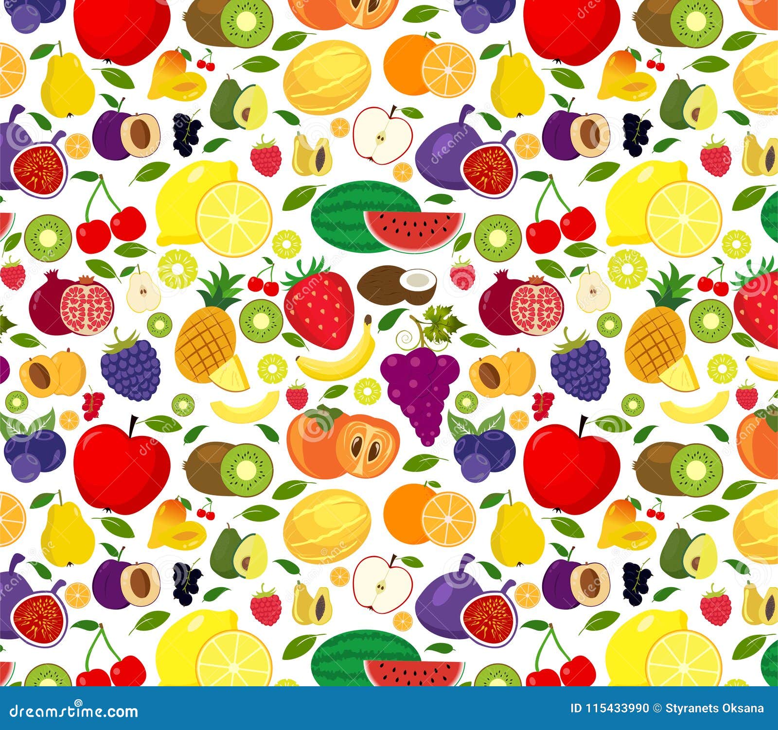 Vector Fruits Pattern. Fruits Seamless Background | CartoonDealer.com ...
