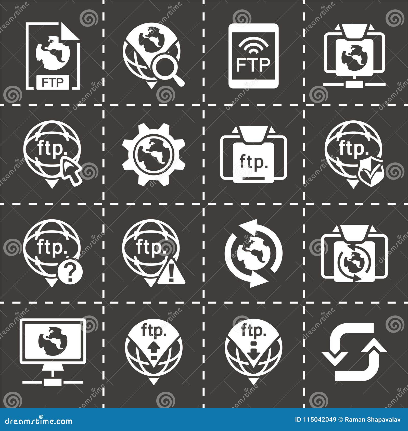 Vector FTP icon set stock vector. Illustration of metallic - 115042049