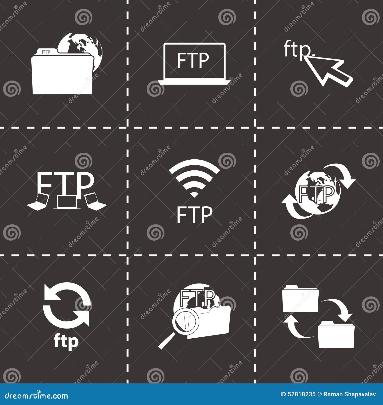 Vector FTP icons set stock vector. Illustration of upload - 52818235