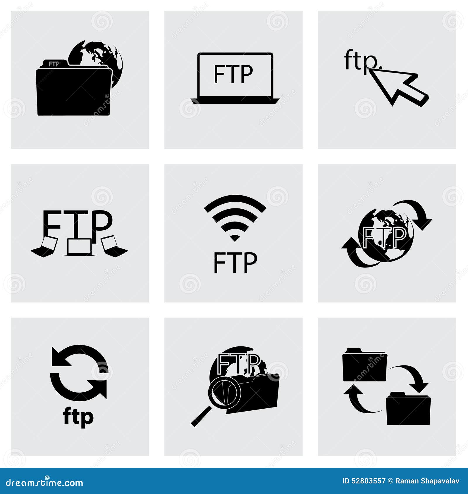 Vector FTP icons set stock vector. Illustration of icons - 52803557