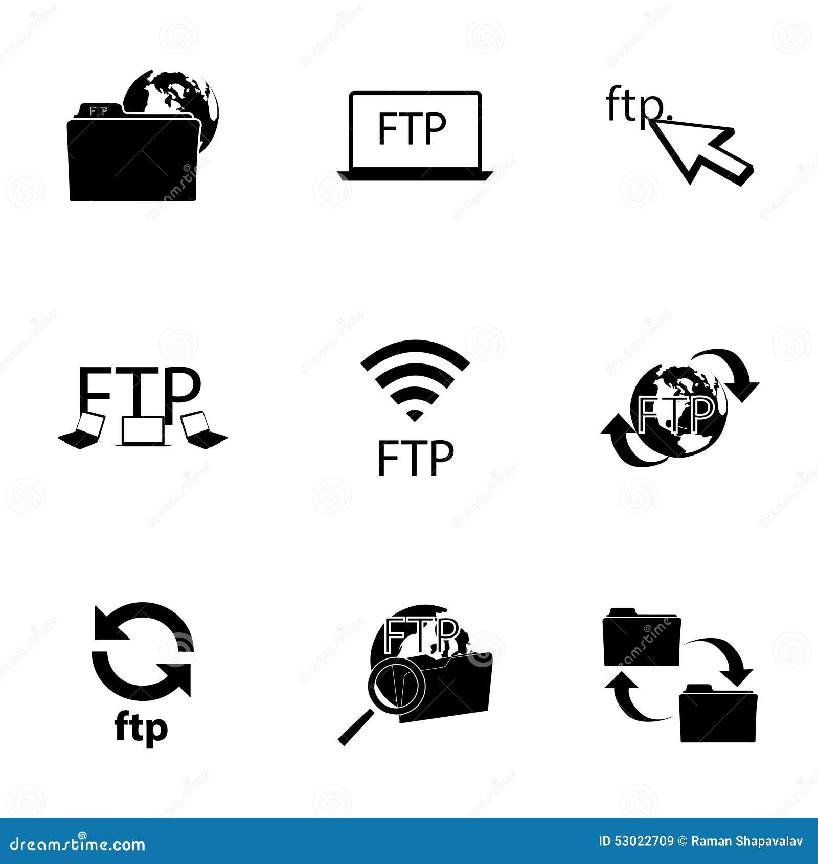 Vector FTP icons set stock vector. Illustration of tree - 53022709
