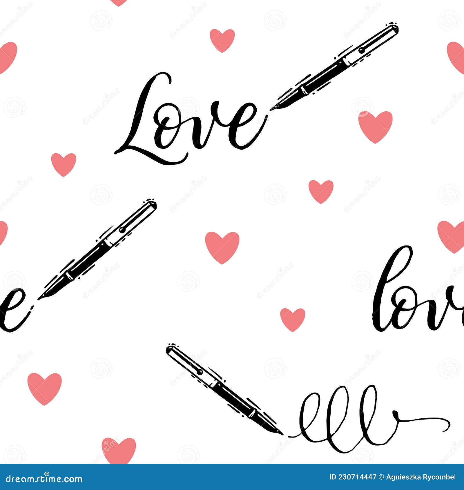 Vector Full of Love Letter on White Seamless Pattern Background ...