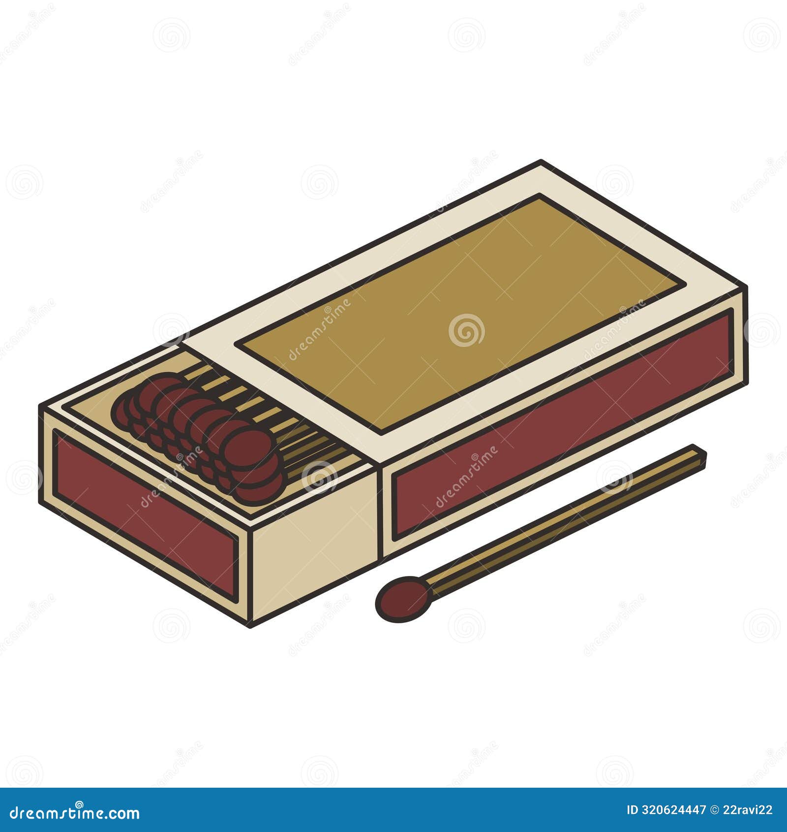 Vector Full Open Brown Matchbox Stock Vector - Illustration of vector ...