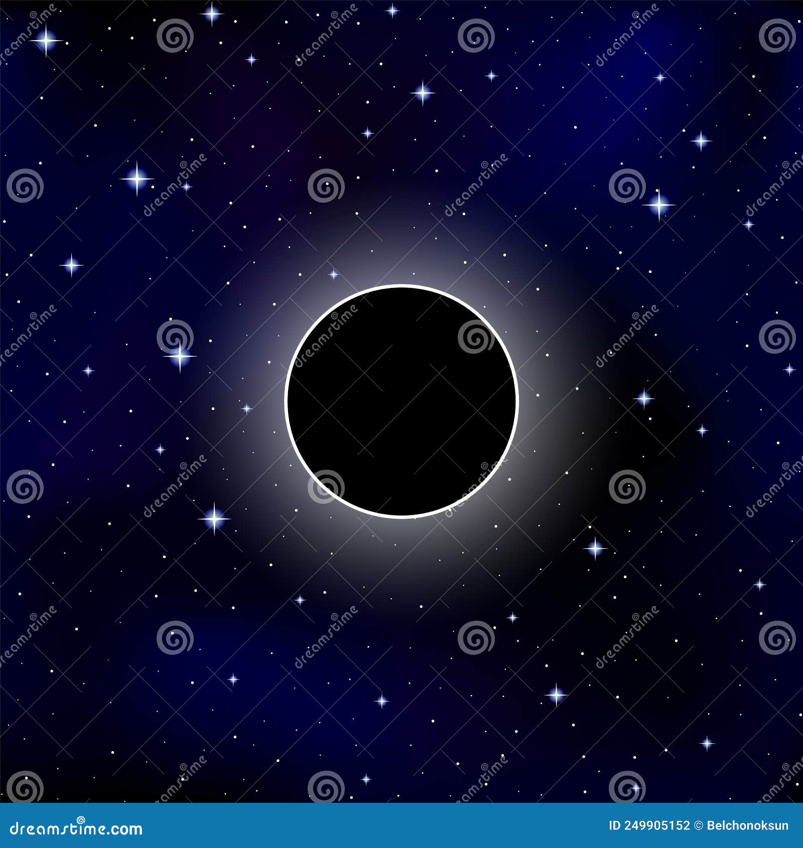 Vector Full Solar Eclipse on Starry Space Background Stock Vector ...
