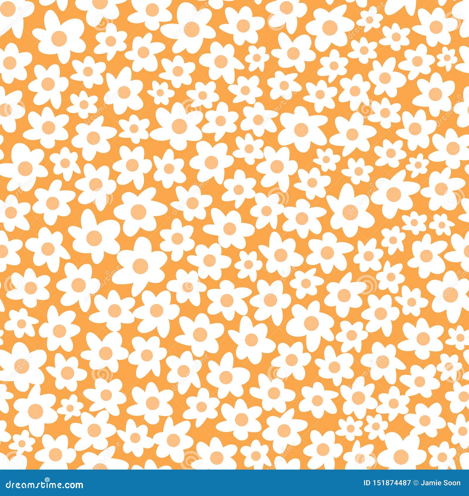 Vector Fun Orange Daisy Flowers Texture Repeat Pattern. Suitable for ...