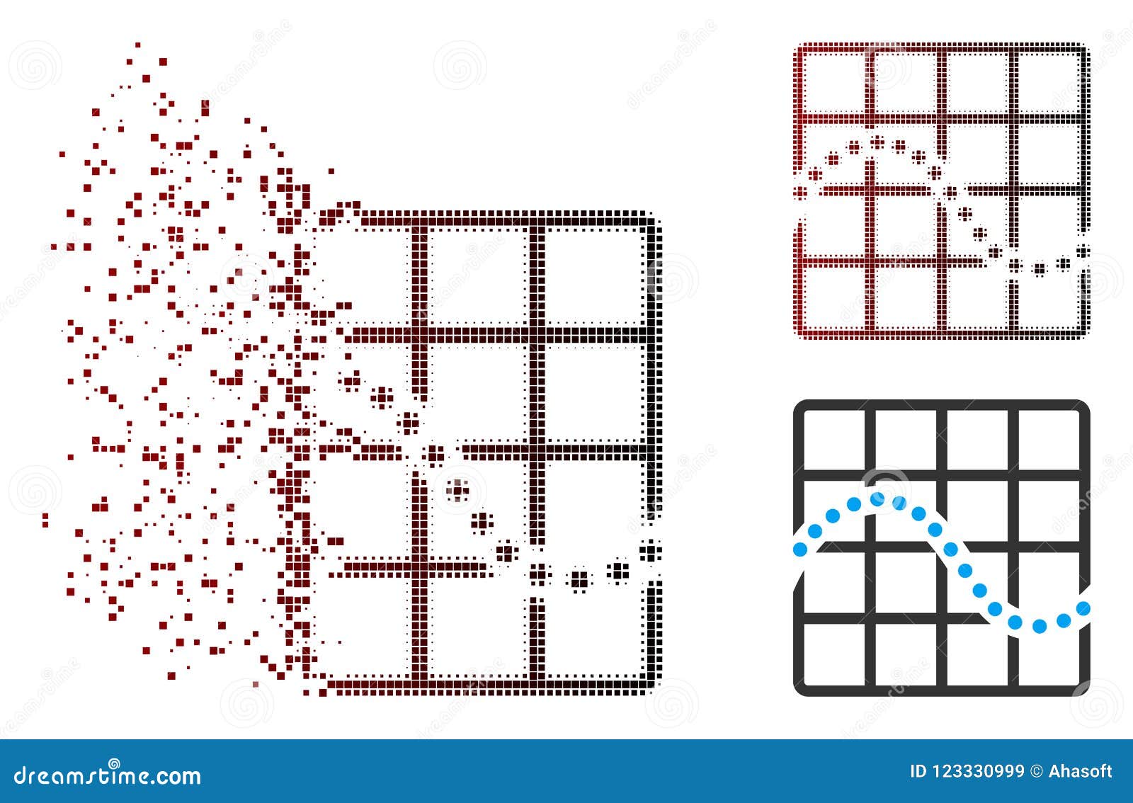 Dissolving Pixel Halftone Function Chart Icon Stock Vector ...