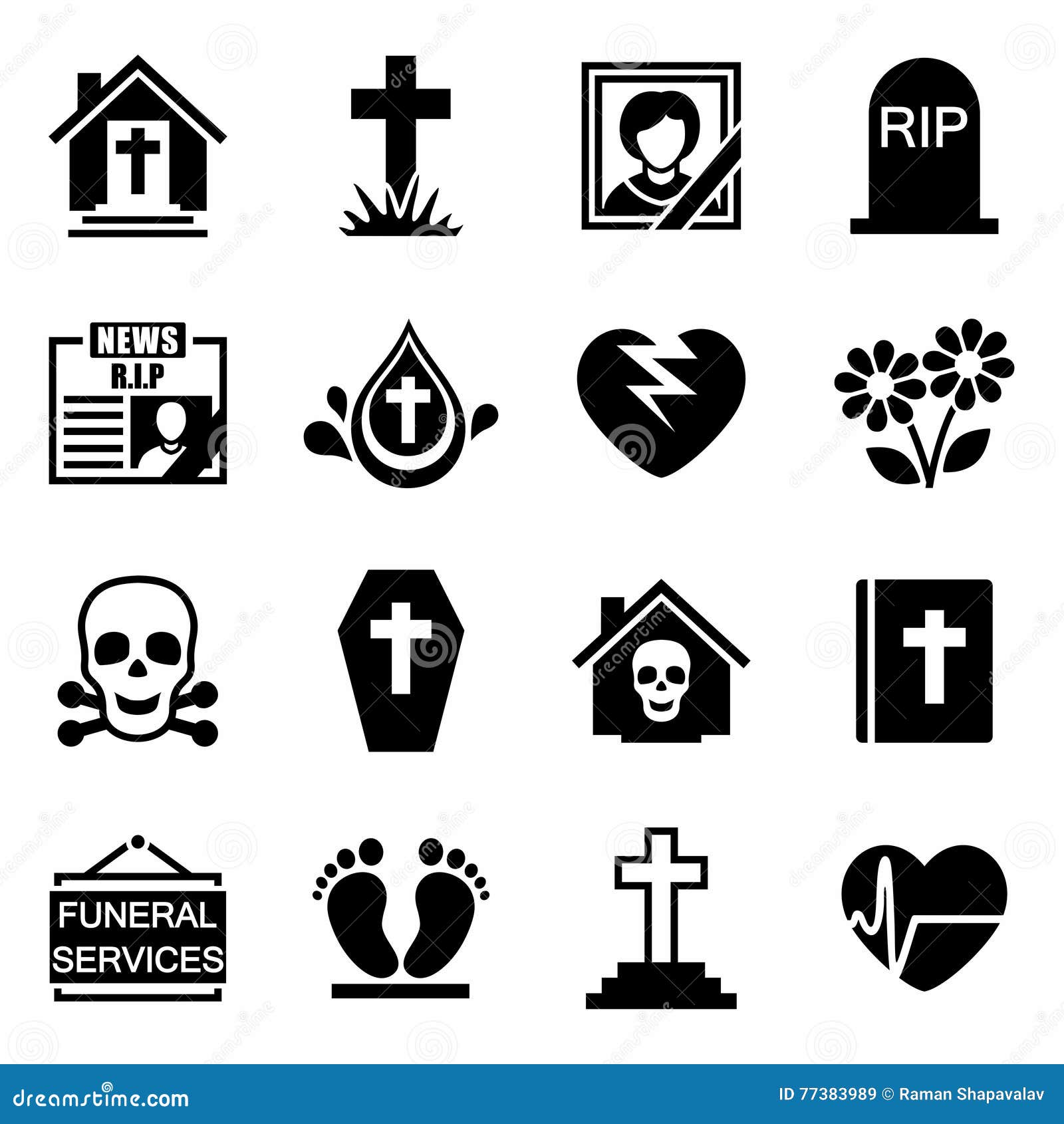 Vector Funeral icon set stock vector. Illustration of candle - 77383989