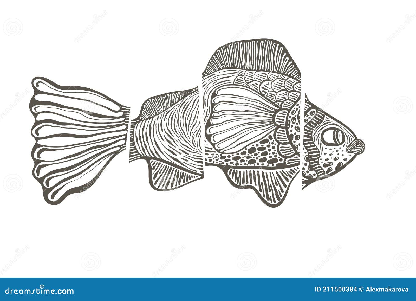 Vector Funky Cut Fish stock vector. Illustration of design - 211500384
