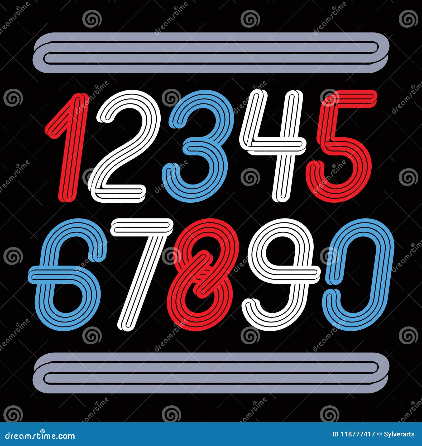 Numbers Collection. Cartoon Numbers In A Row. Color Numerals, Isolated ...
