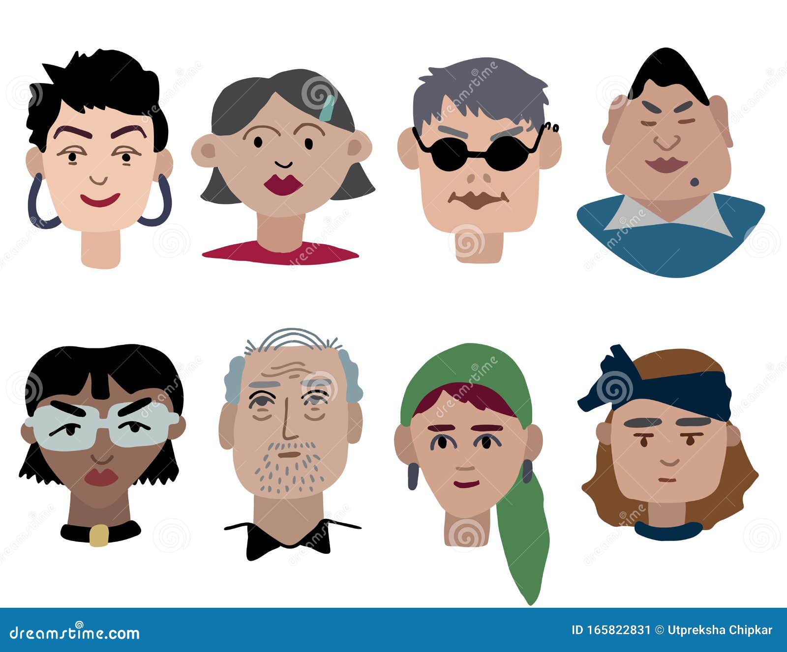 Eight Funky Faces Vector Art Stock Vector - Illustration of isolated ...