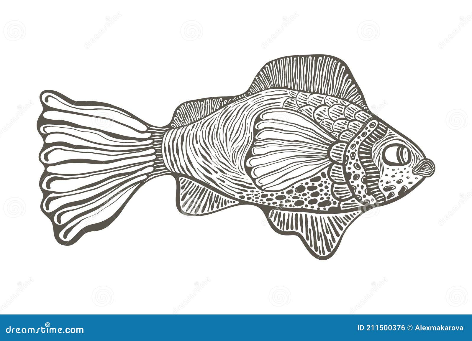 Vector Funky Fish stock vector. Illustration of sketch - 211500376