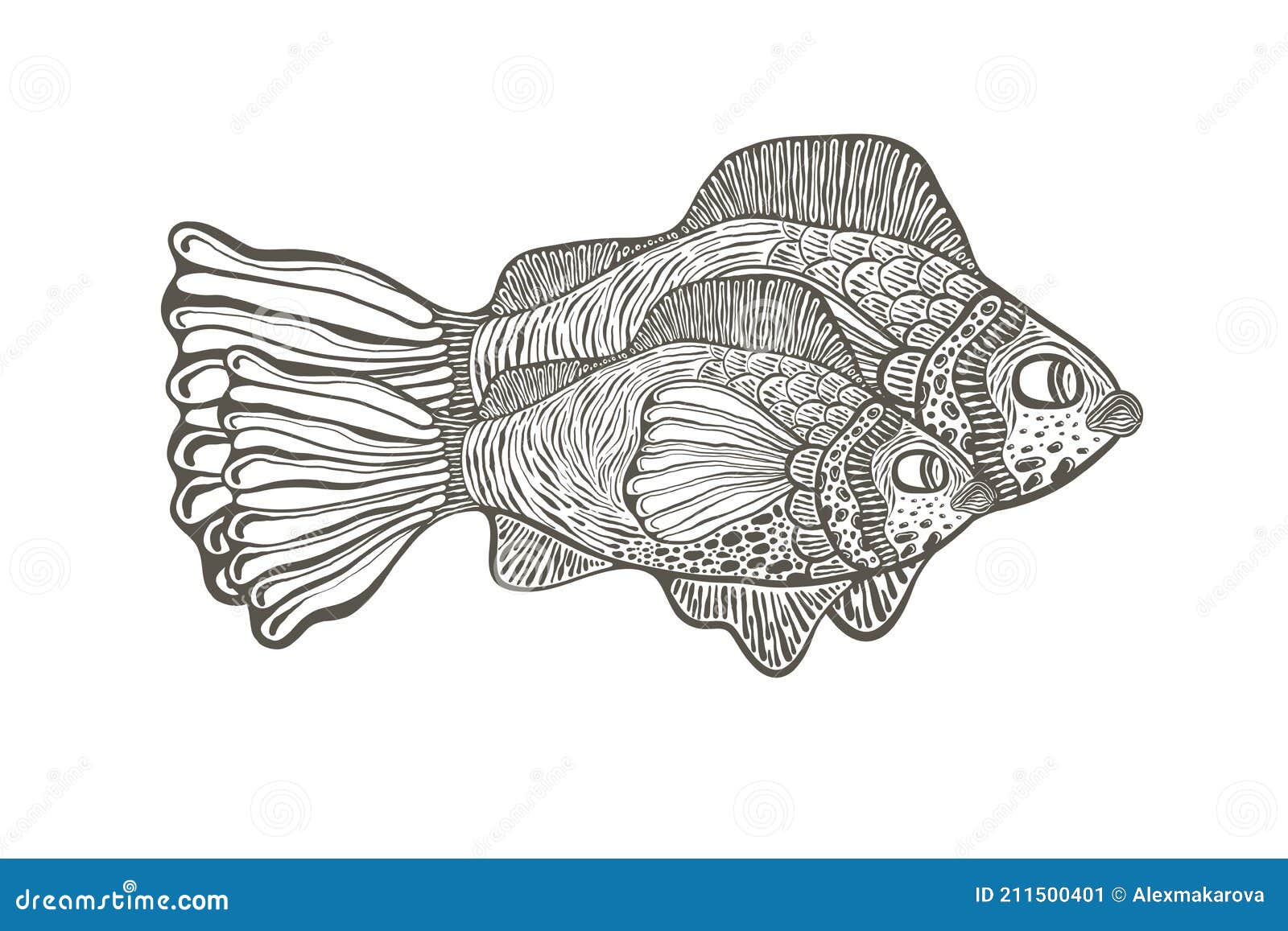 Vector Funky Illustration. Two Fish Stock Vector - Illustration of ...