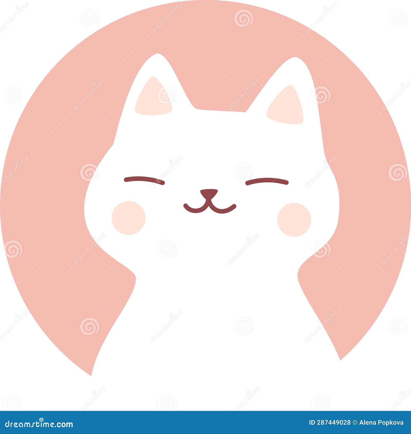 Vector Funny Avatar. Cute White Cats in Minimalistic Style Stock Vector ...