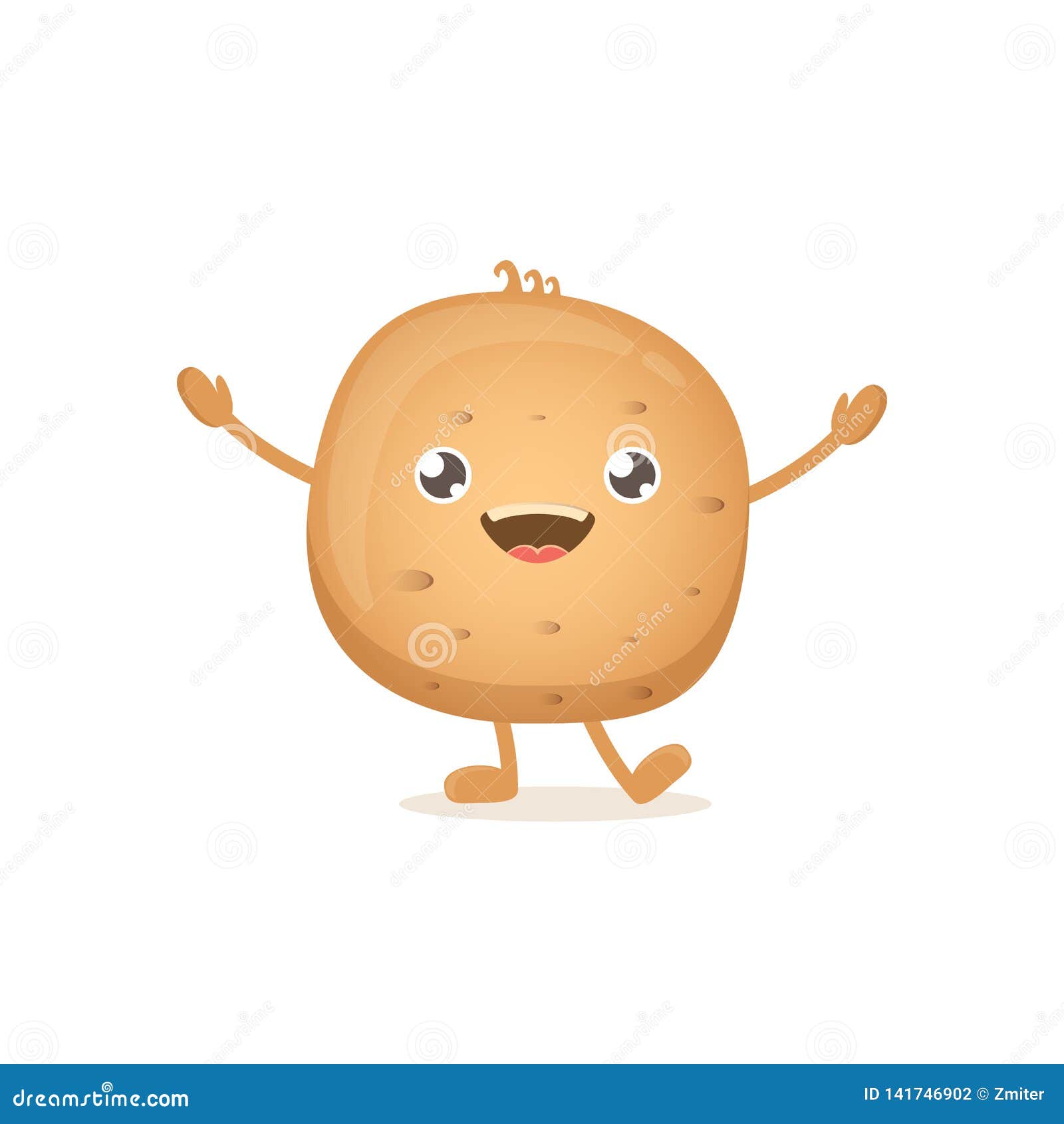 Vector Funny Cartoon Cute Smiling Tiny Potato Isolated on White ...