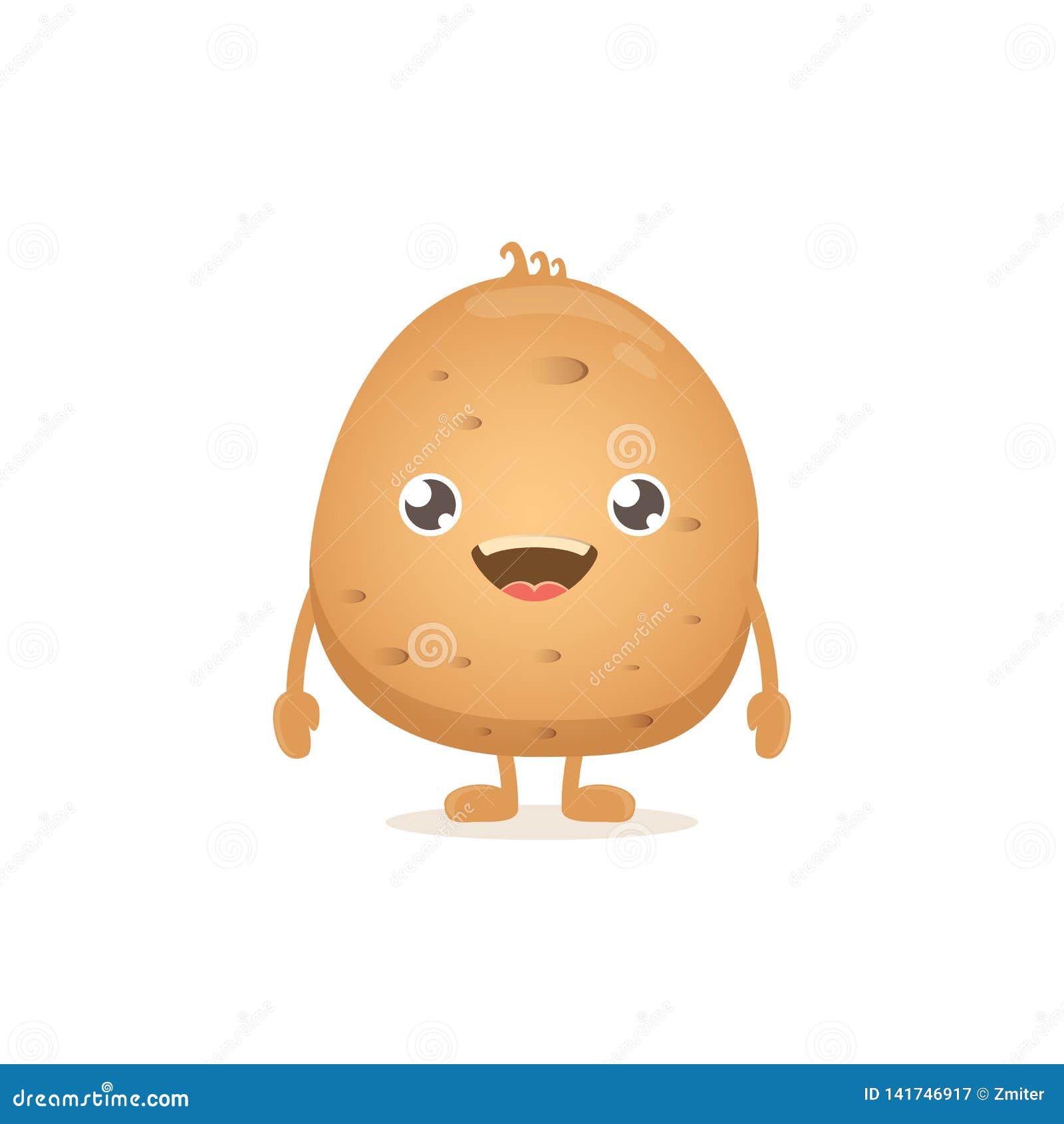 Vector Funny Cartoon Cute Smiling Tiny Potato Isolated on White ...