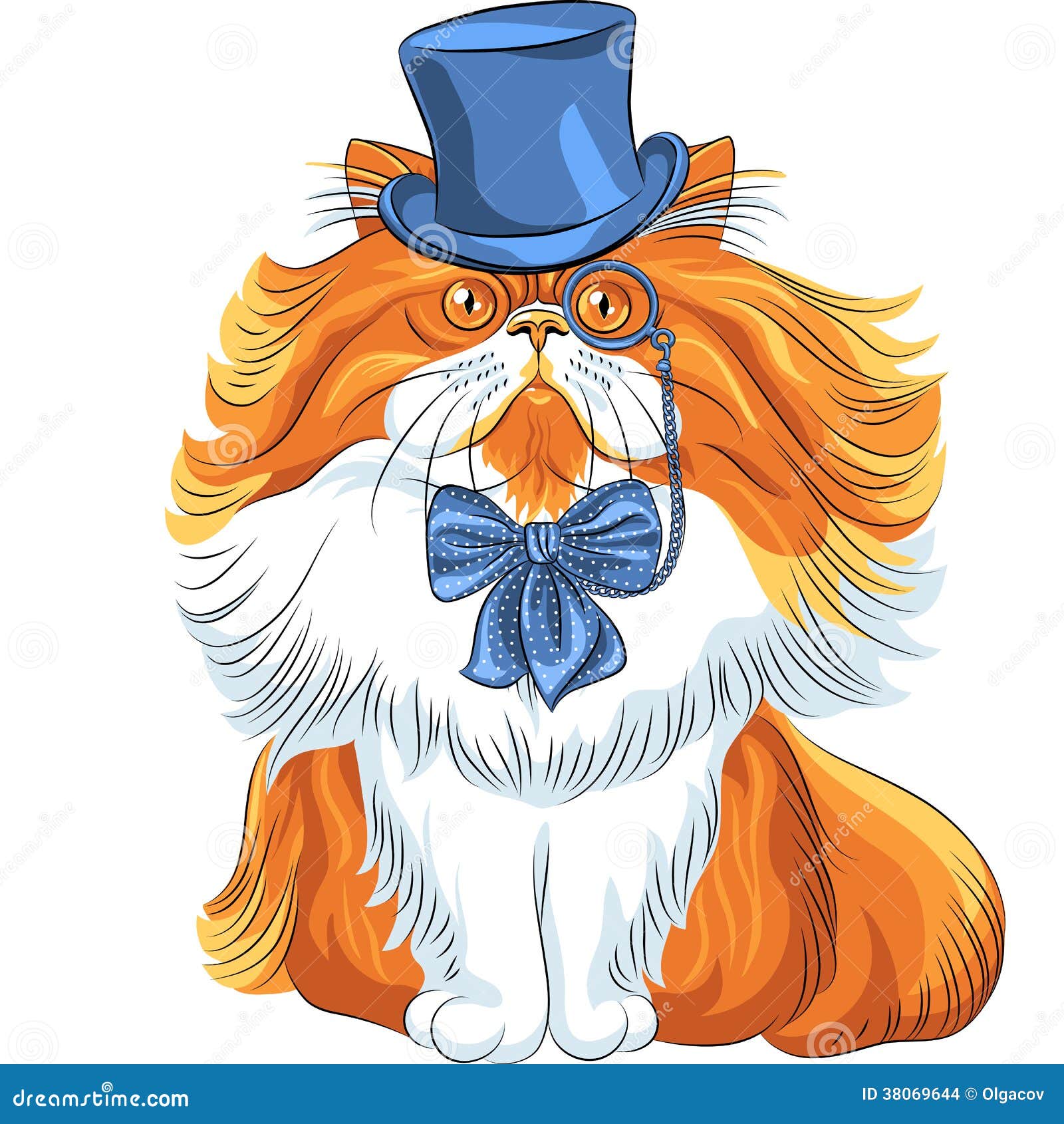 Vector Funny Cartoon Hipster Persian Cat Stock Vector - Illustration of ...