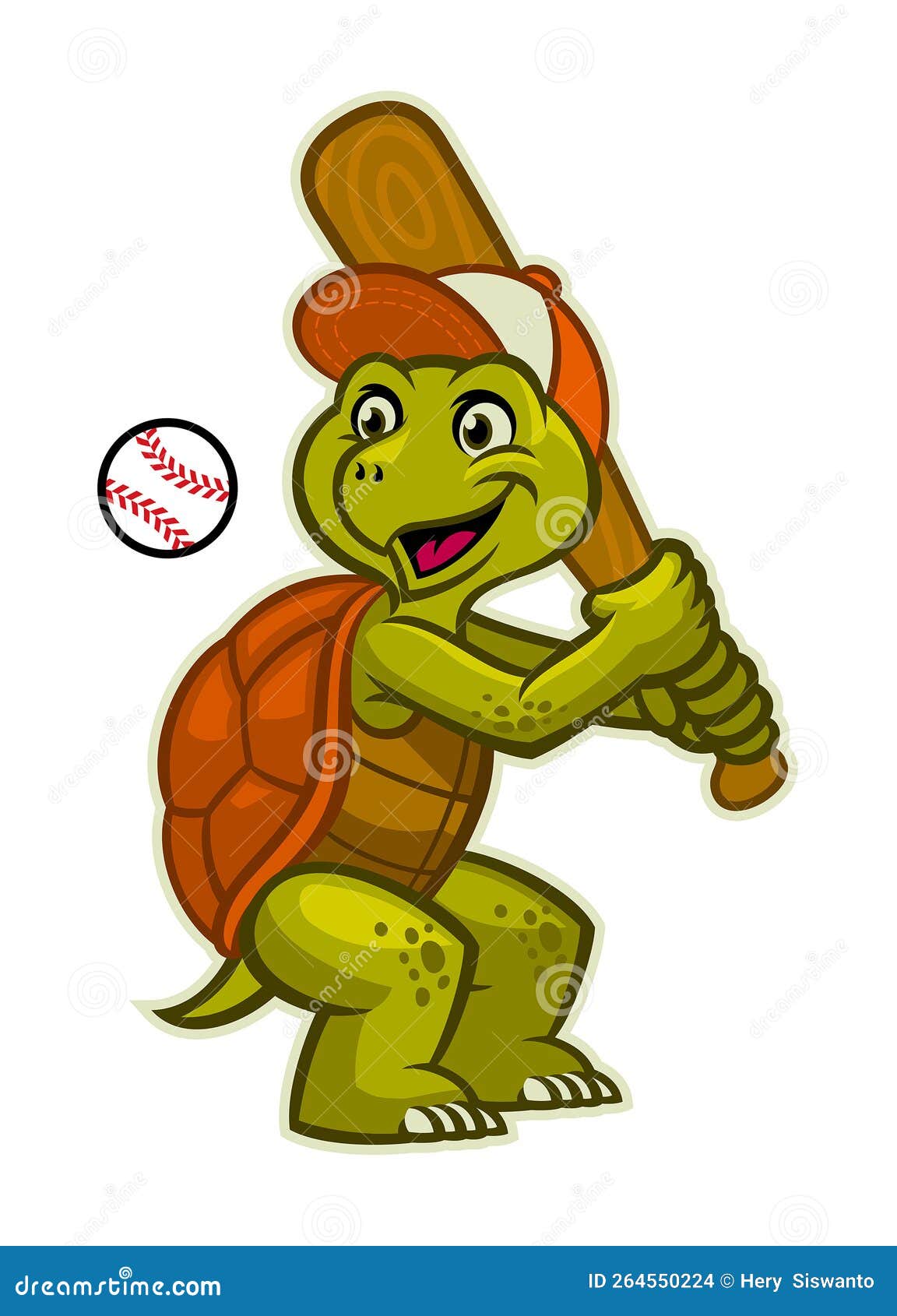 Funny Cartoon Turtle Mascot Playing Baseball Stock Vector ...