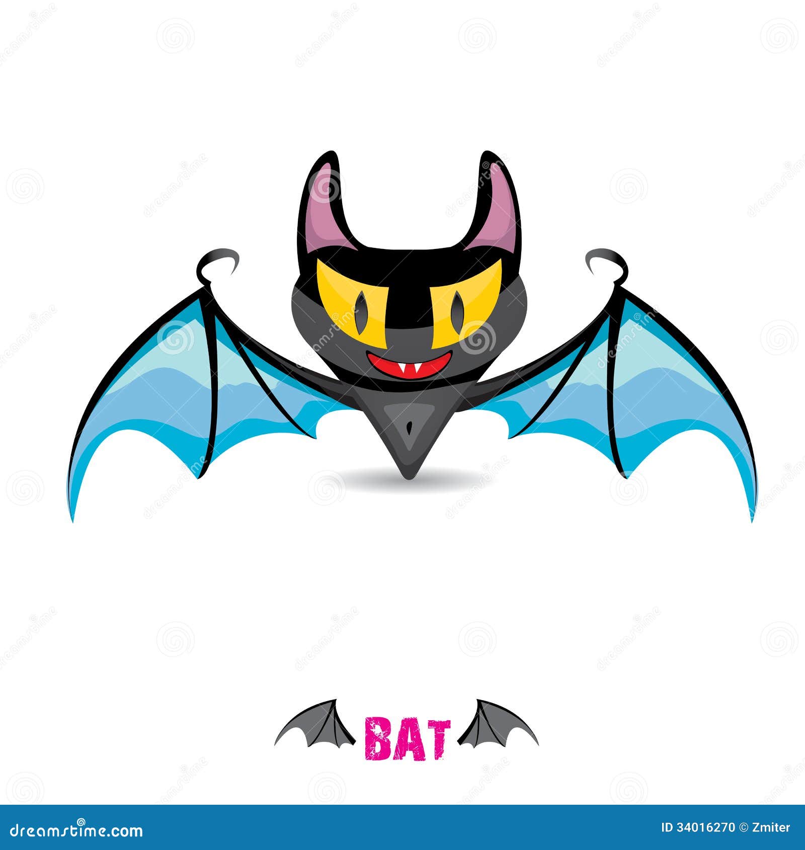 Vector Funny Devil Bat with Wings. Stock Vector - Illustration of funny ...
