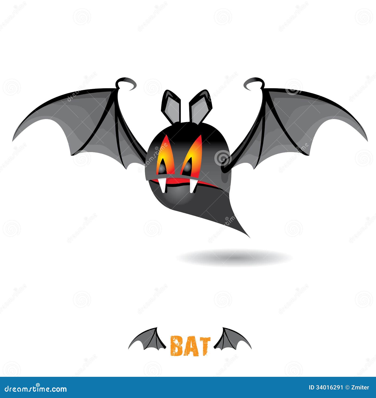 Vector Funny Devil Bat with Wings. Stock Vector - Illustration of ...