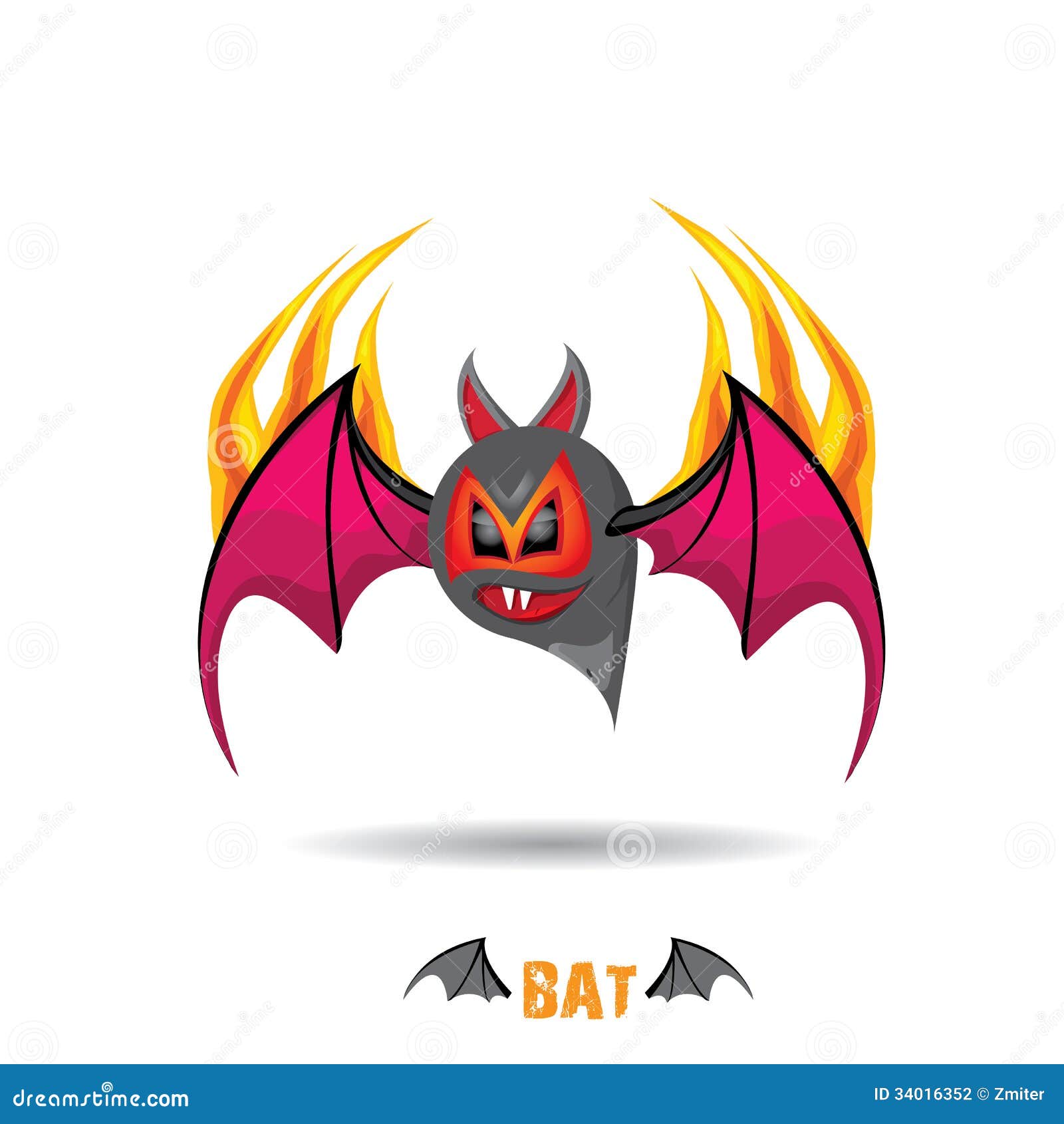 Vector Funny Devil Bat with Wings. Stock Vector - Illustration of ...