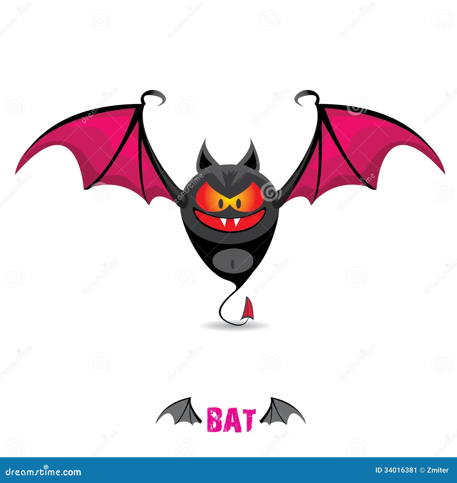 Vector Funny Devil Bat with Wings. Stock Vector - Illustration of devil ...
