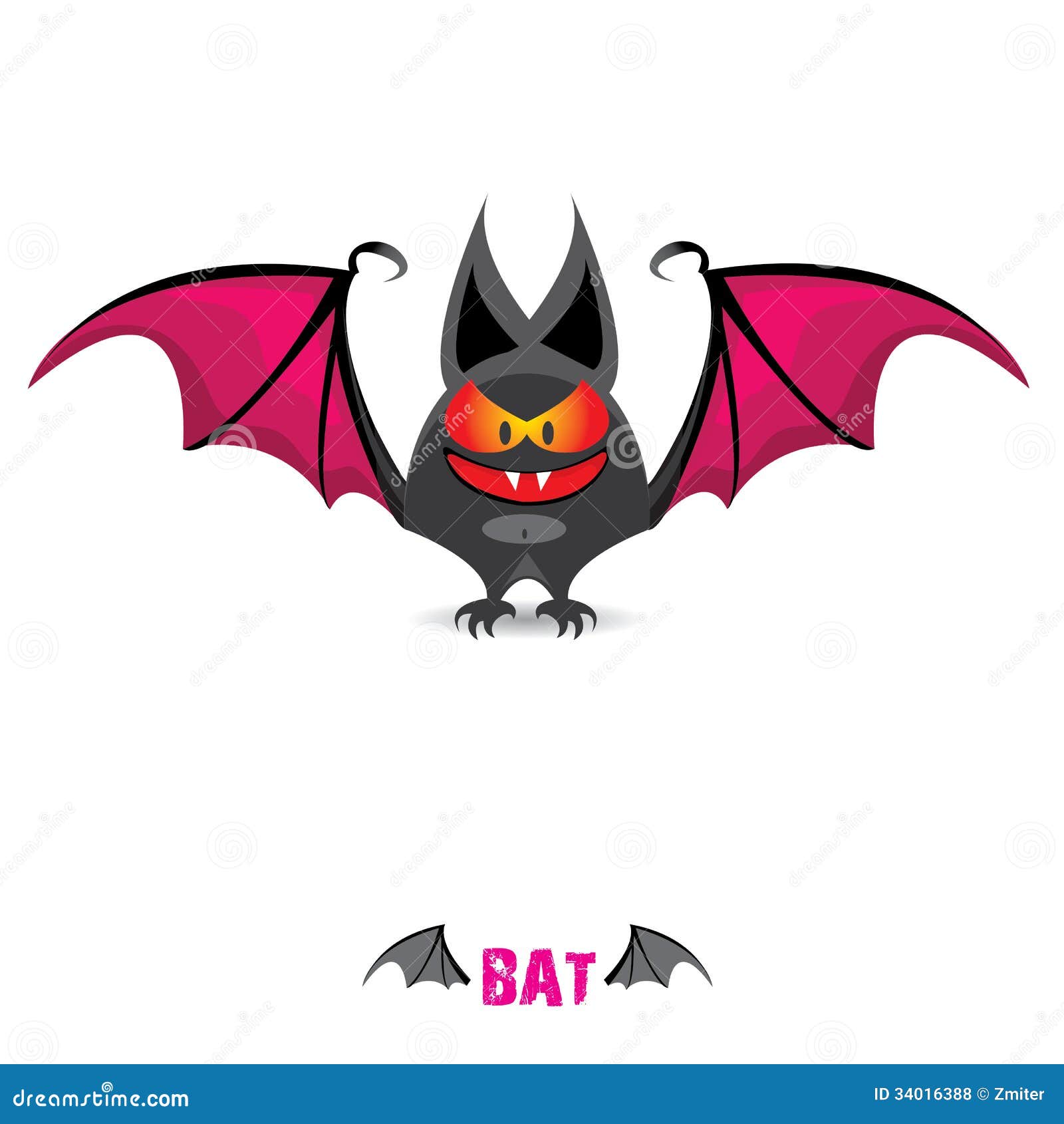 Vector Funny Devil Bat with Wings. Stock Vector - Illustration of ...