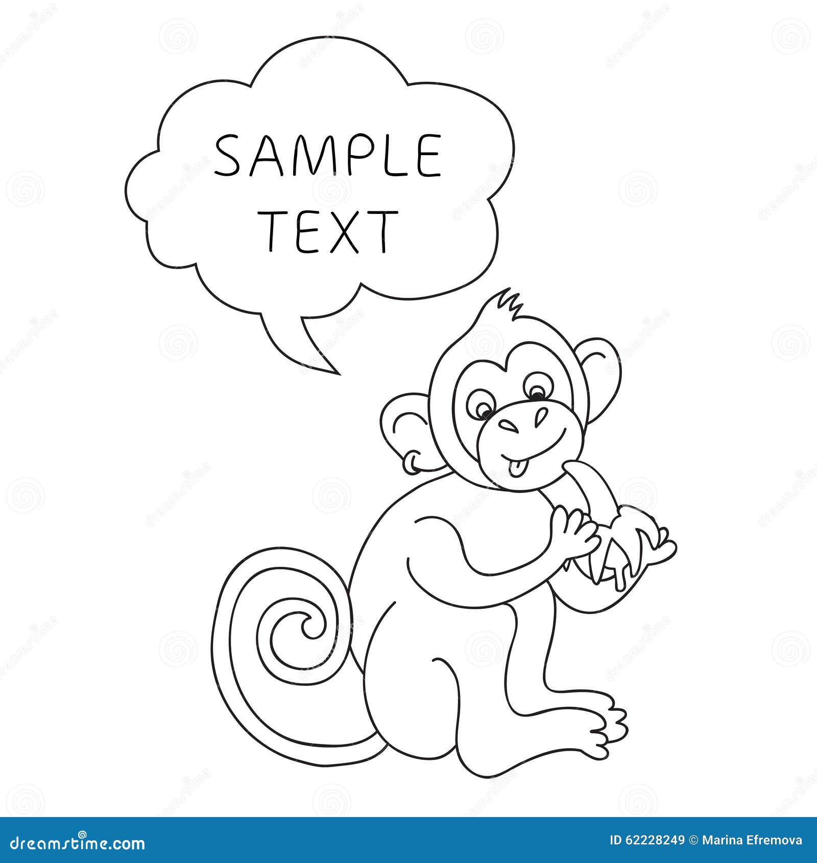 Vector Funny Monkey with Speech Bubble. Illustration Card with Hand ...