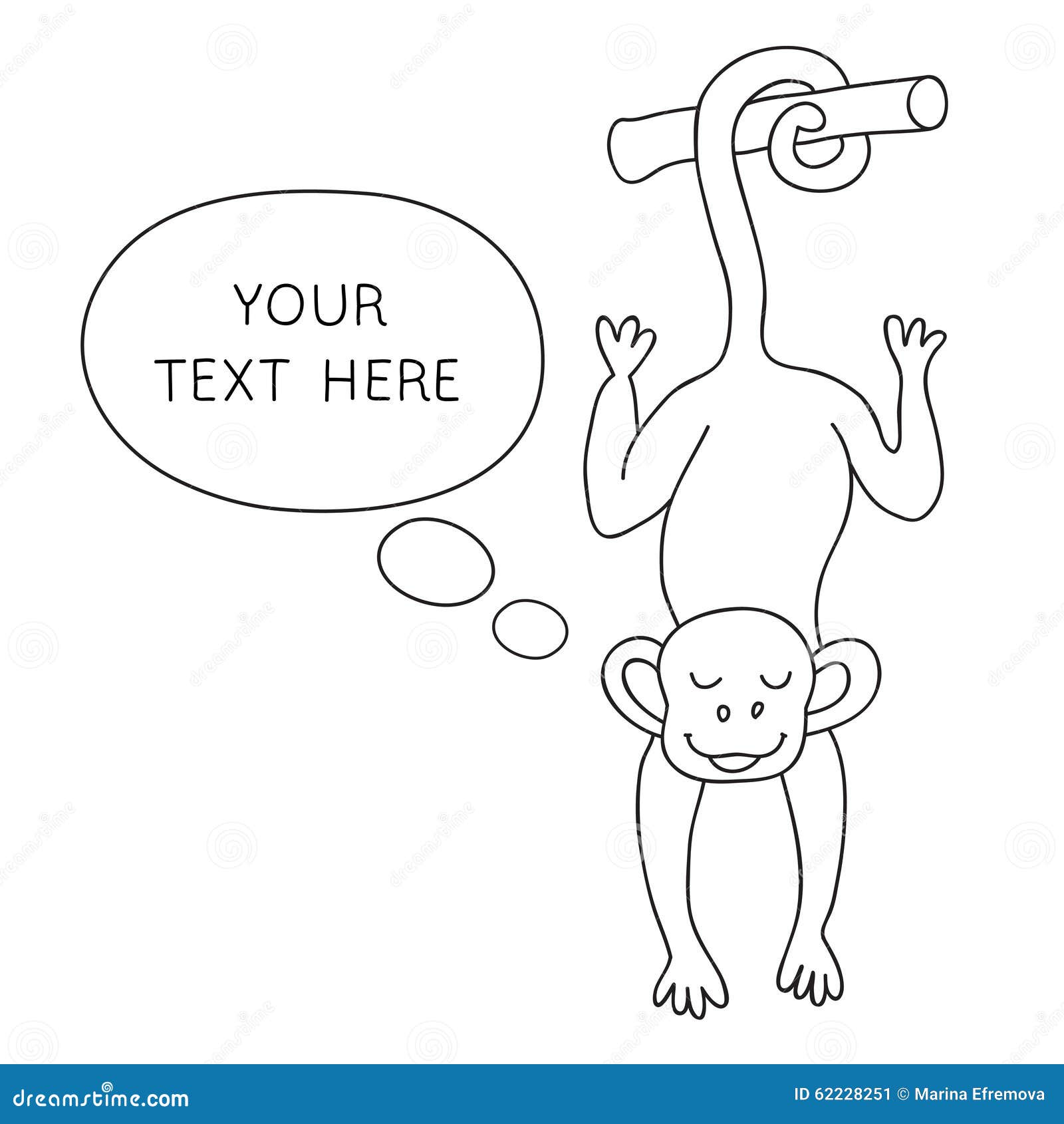 Vector Funny Monkey with Speech Bubble. Illustration Card with Hand ...