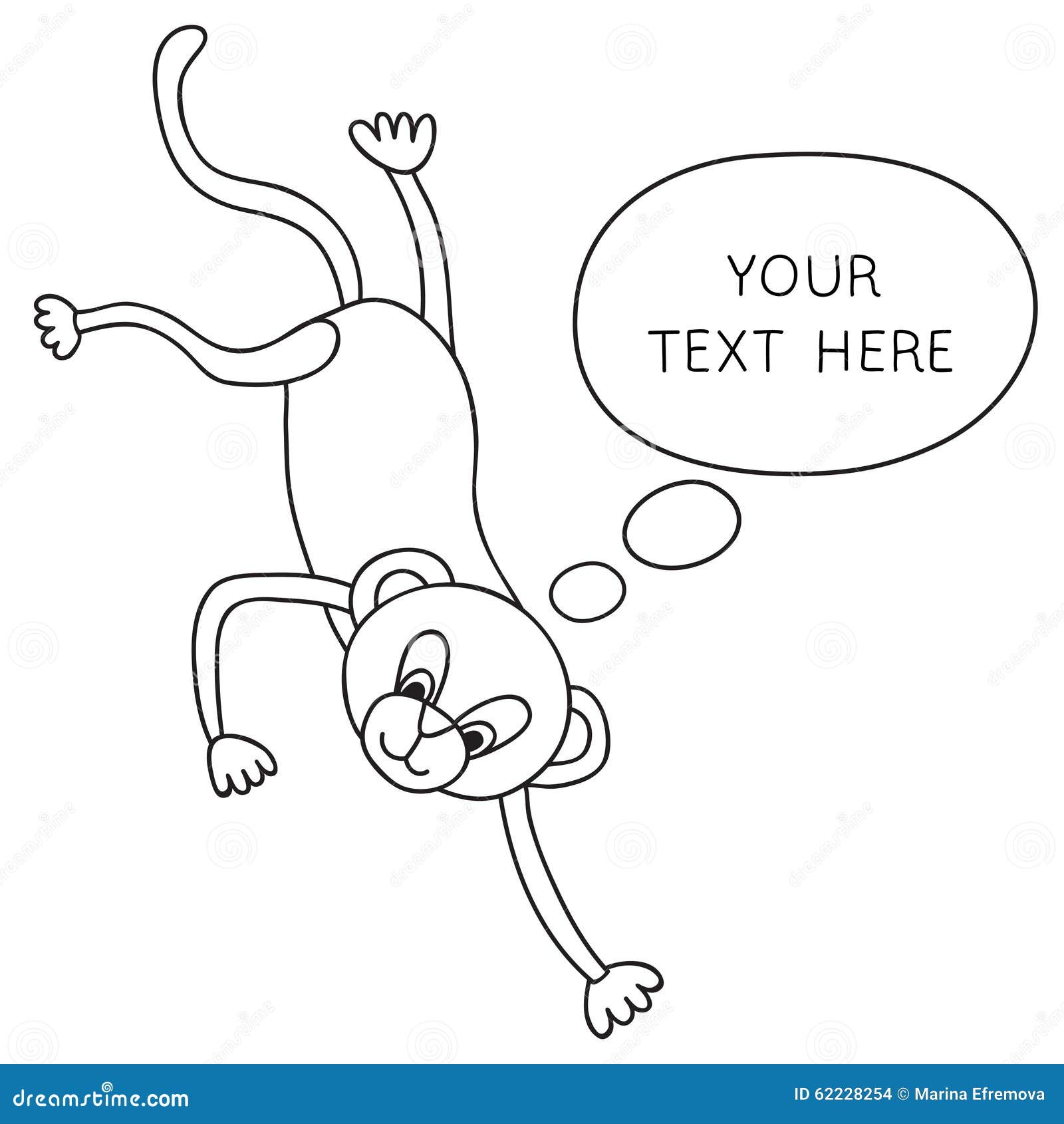 Vector Funny Monkey with Speech Bubble. Illustration Card with Hand ...
