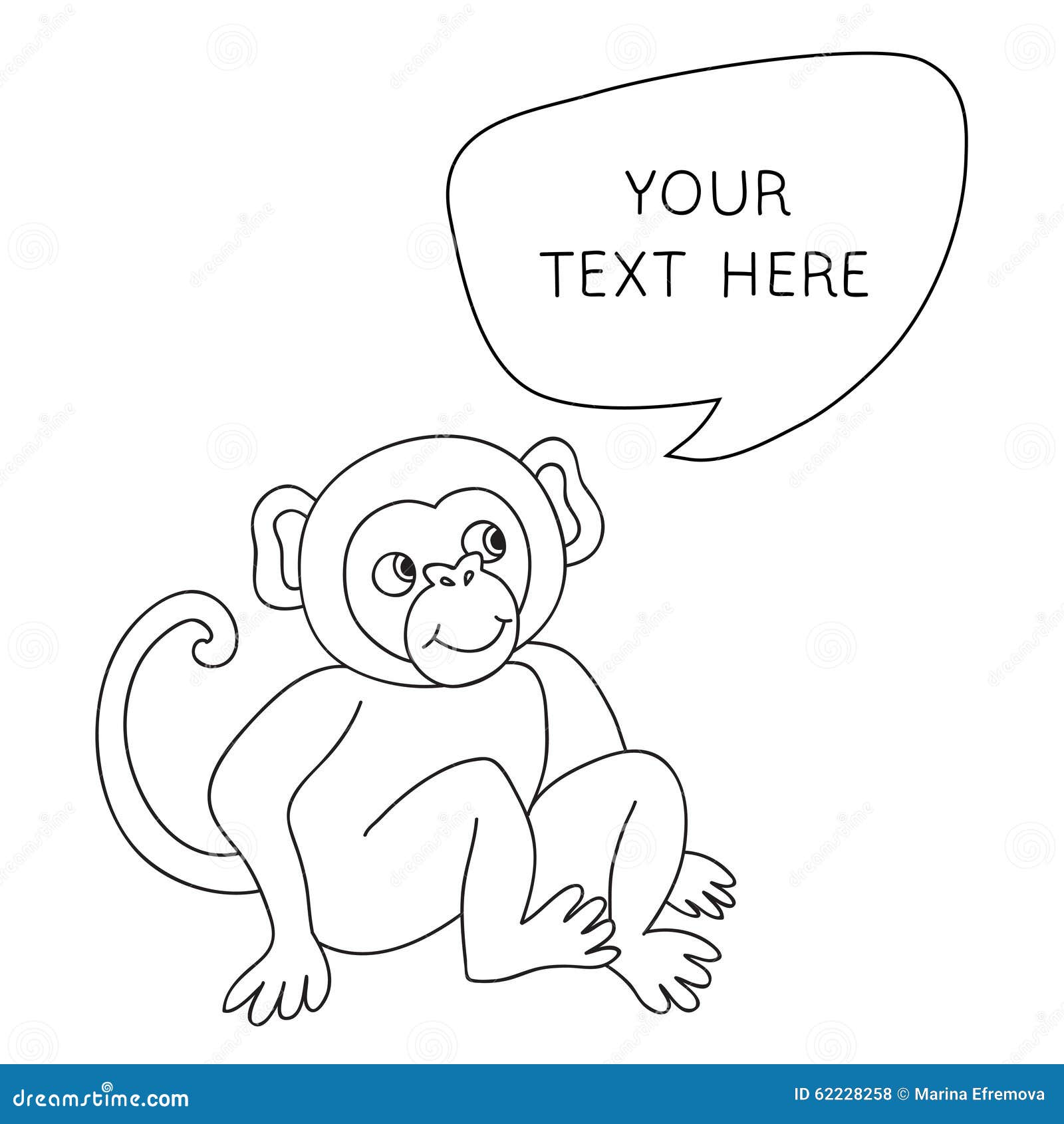 Vector Funny Monkey with Speech Bubble. Illustration Card with Hand ...