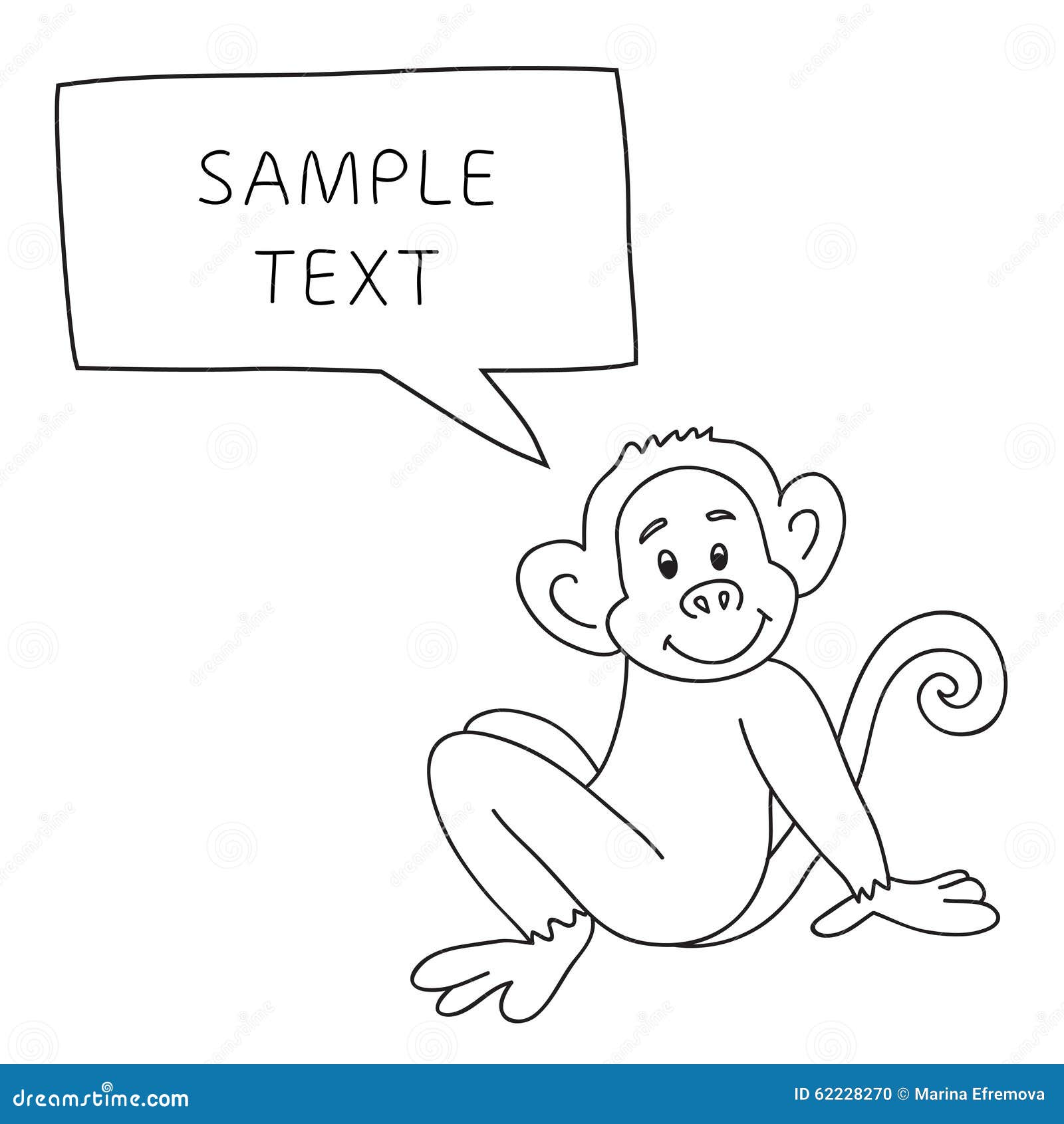 Vector Funny Monkey with Speech Bubble. Illustration Card with Hand ...