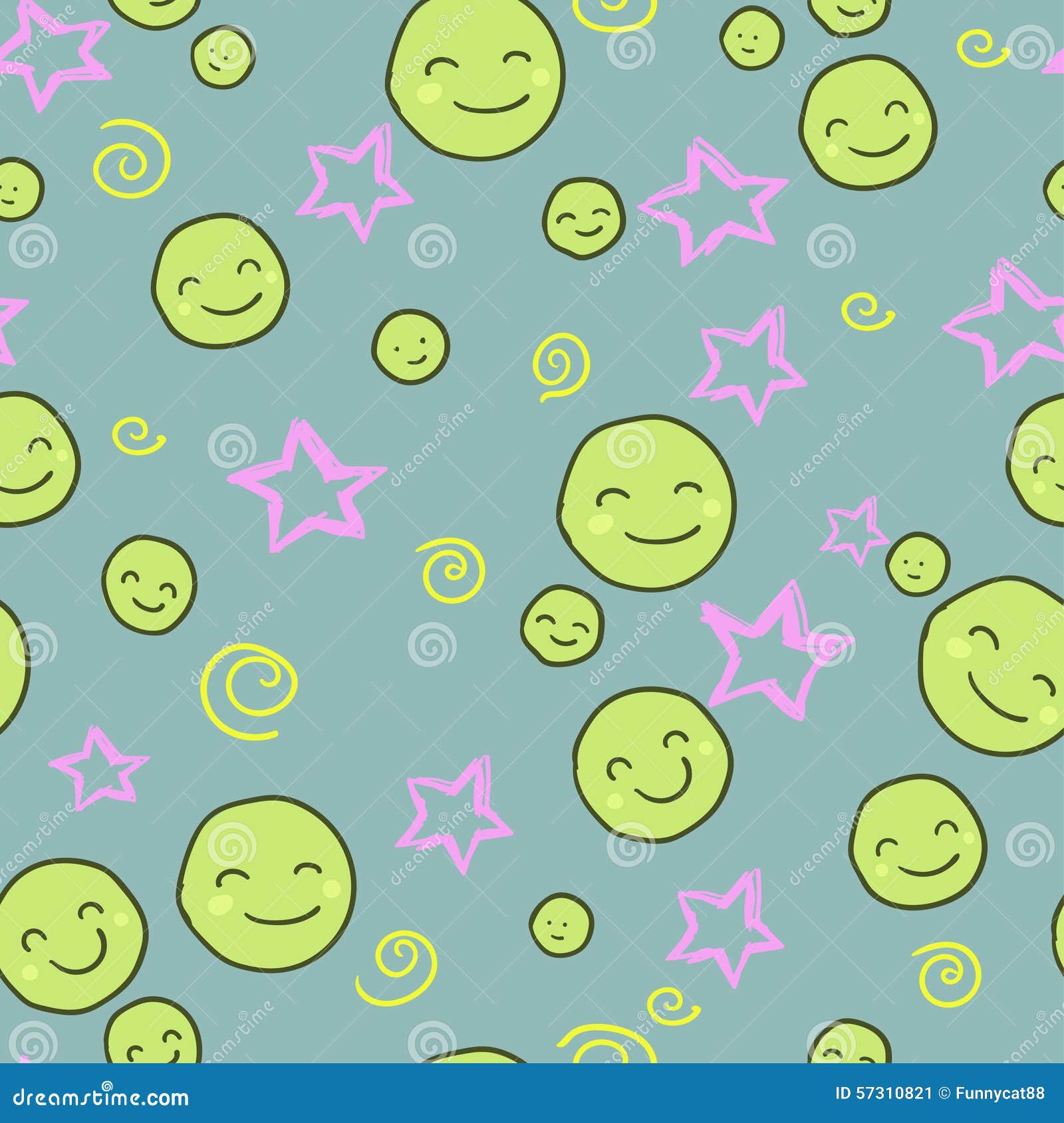 Vector Funny Seamless Pattern Stock Vector - Illustration of emotion ...